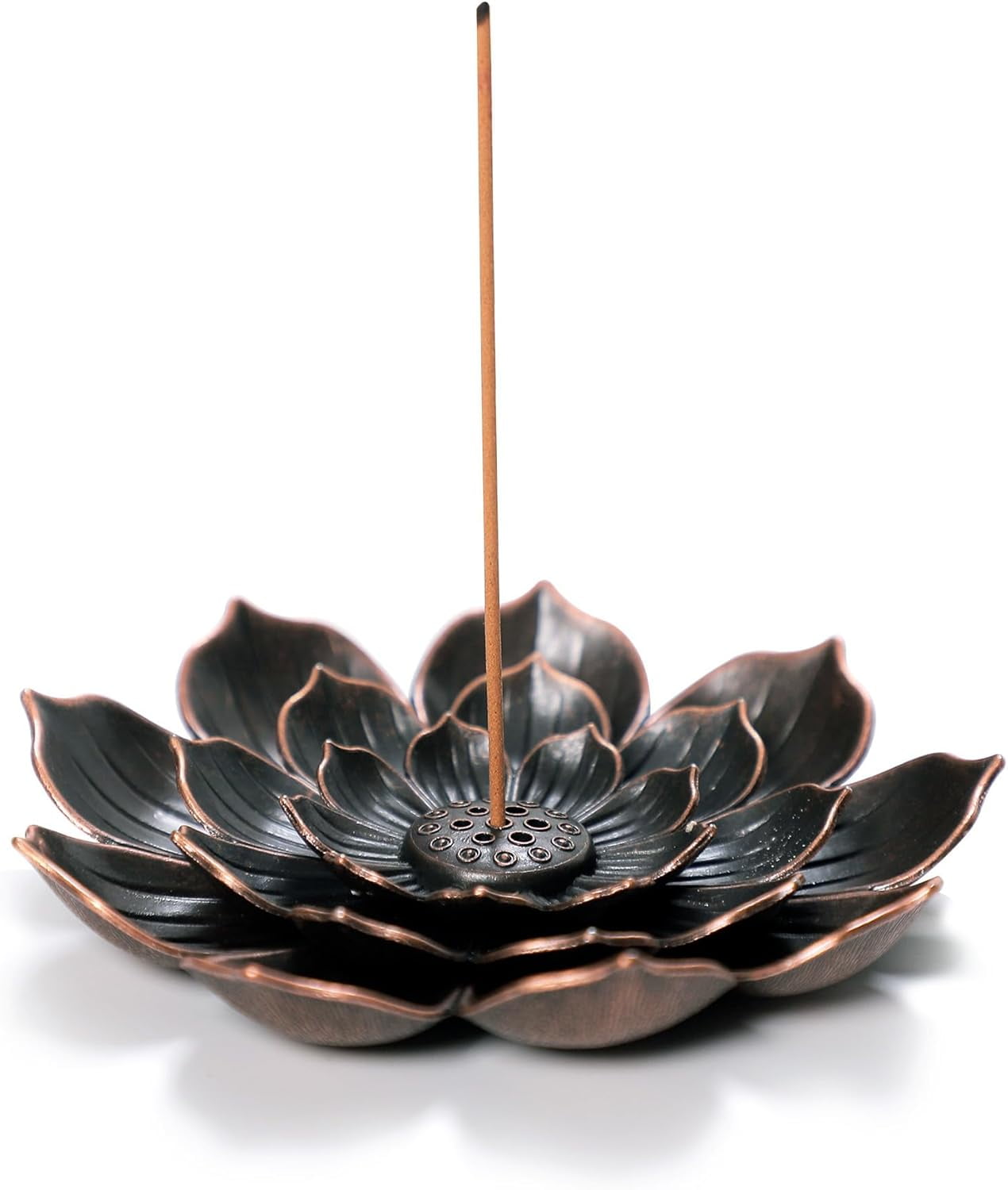 Large Incense Holder for Sticks Anti-Ash Spilling, Brass Lotus Incense ...