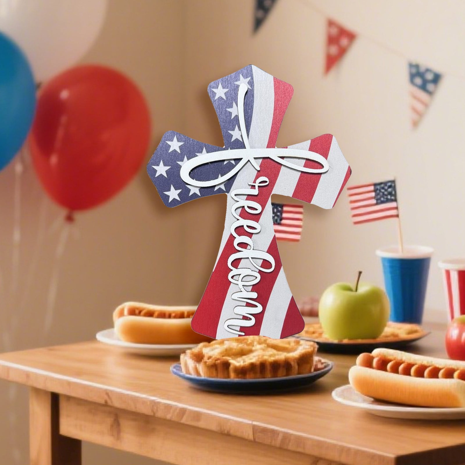 Large Independence Day Cross A, "Independence Day Themed Decor: Red ...