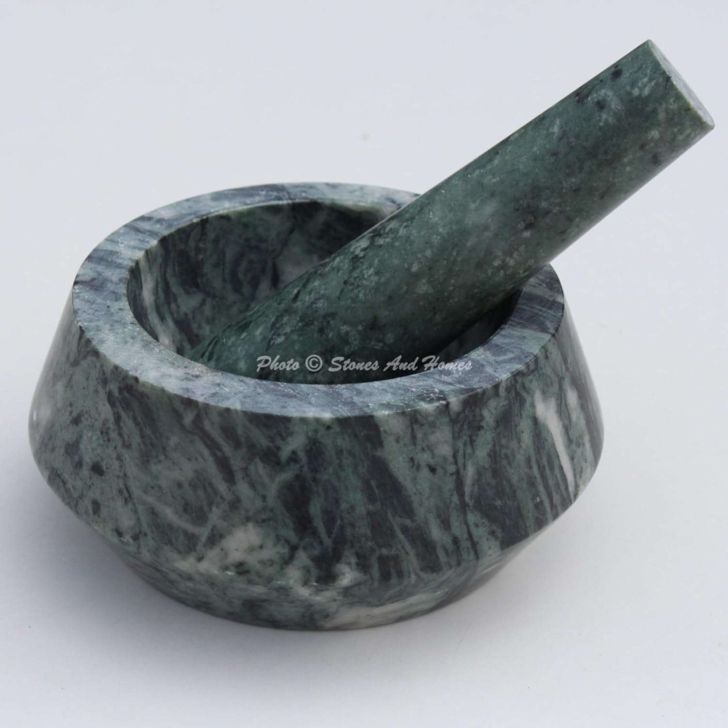 Large Indian Green Marble Mortar and Pestle Set with 5 Inch Polished ...