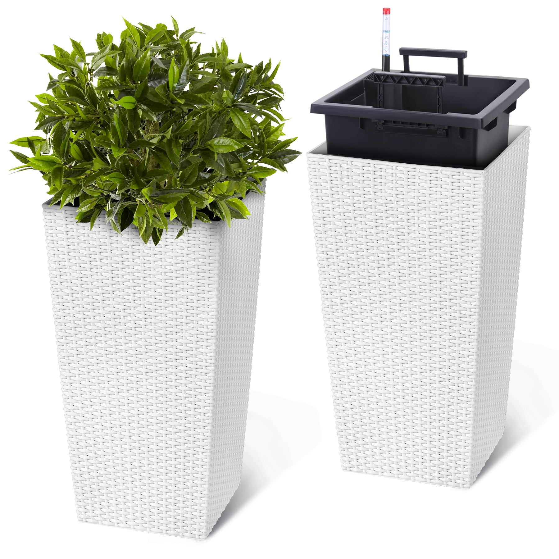 Large Indoor Plant Pot Set of 2, Self Watering Pots for Indoor Plants ...