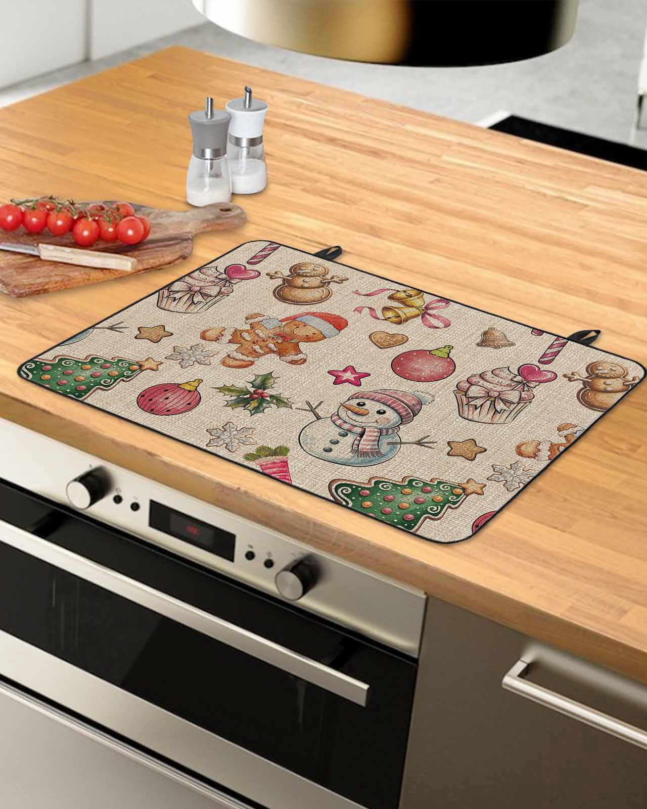 Large Induction Cooktop Protector Mat Beige Christmas Stove Top Covers ...