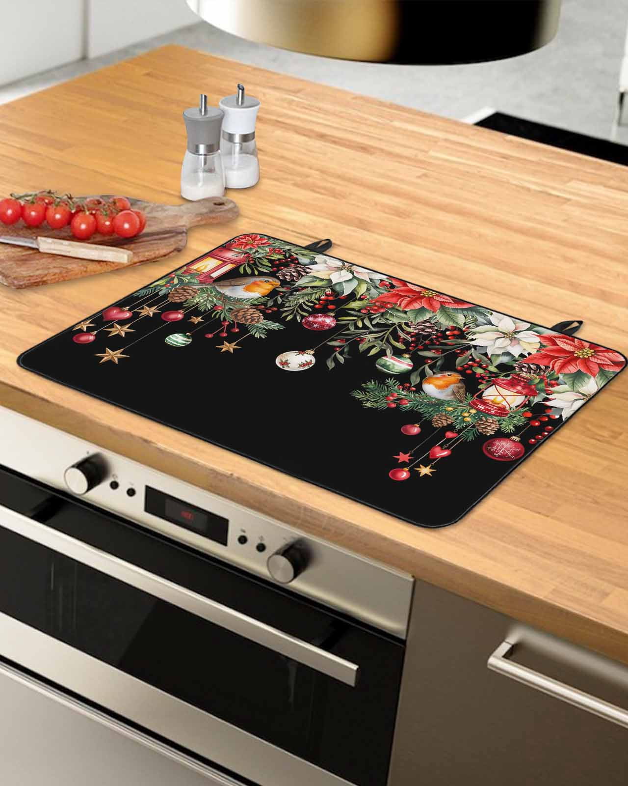 Large Induction Cooktop Protector Mat Black Christmas Stove Top Covers ...