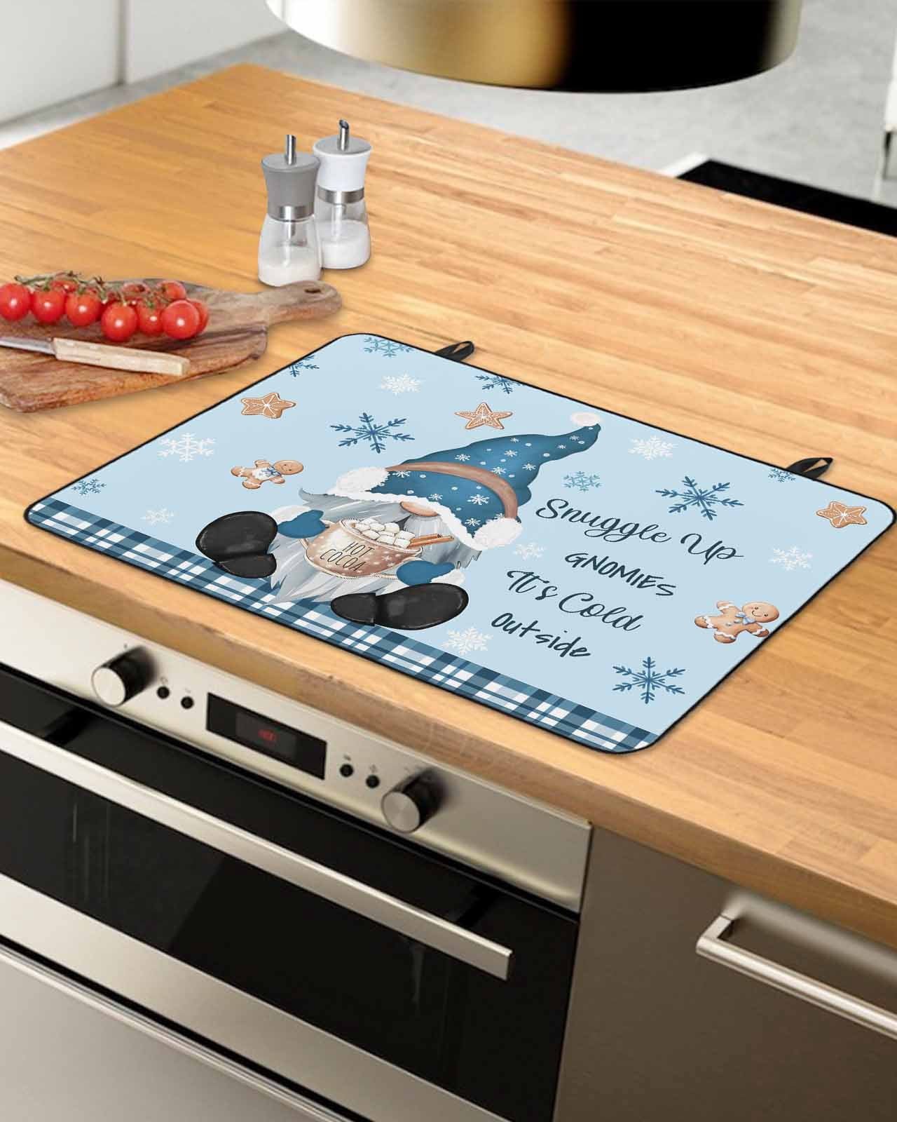 Large Induction Cooktop Protector Mat Blue Christmas Stove Top Covers ...