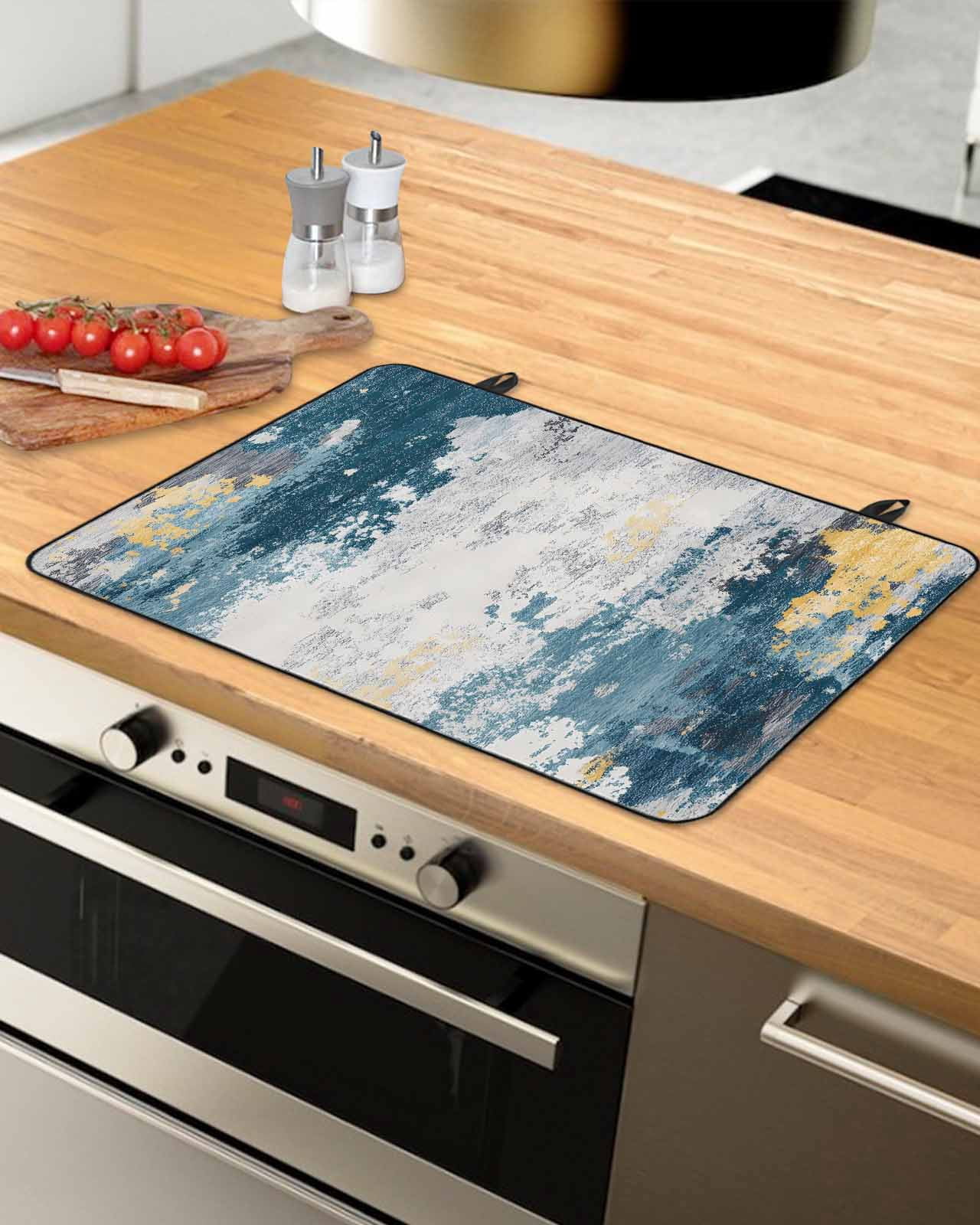Large Induction Cooktop Protector Mat Blue Grey Vintage Stove Top ...