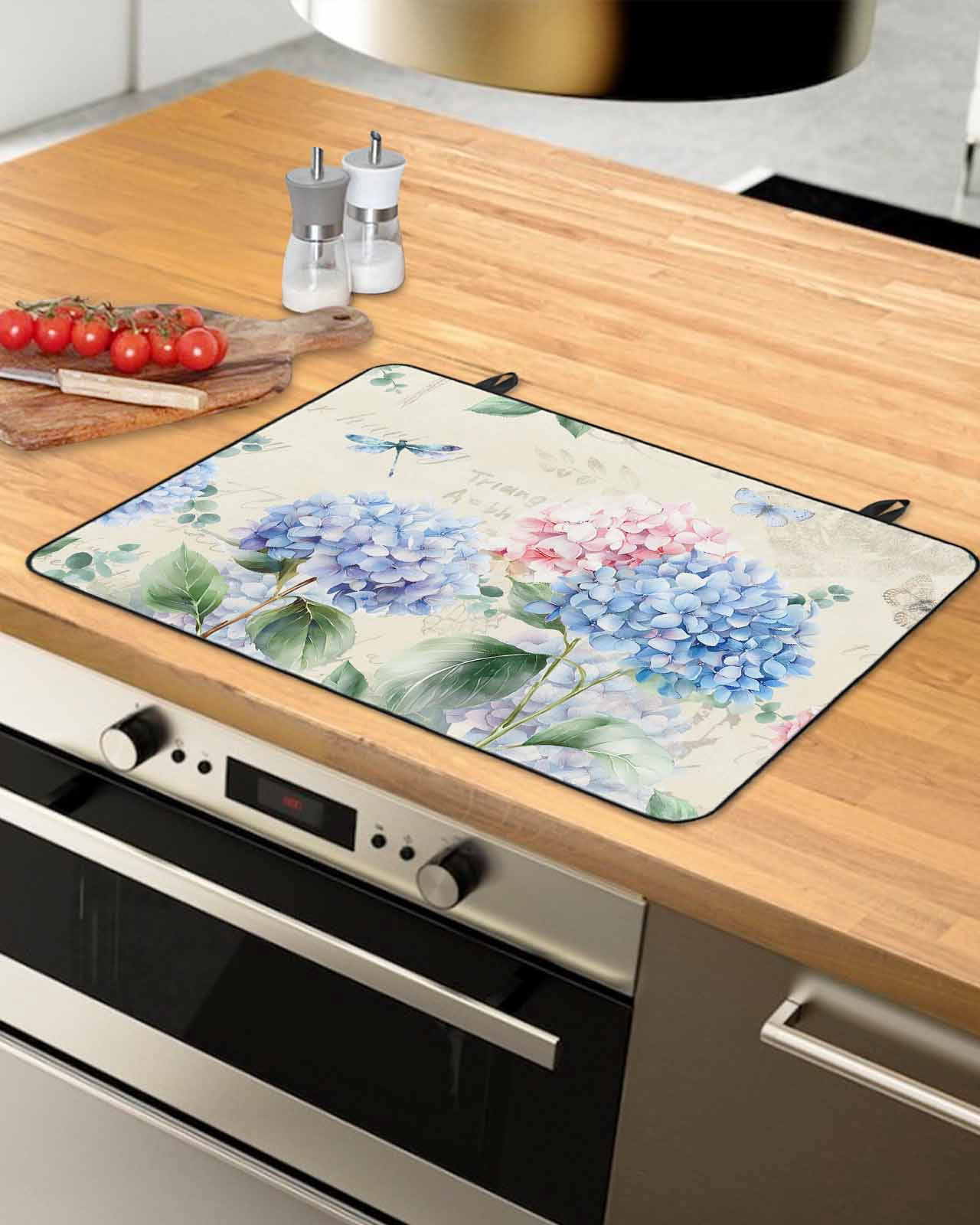 Large Induction Cooktop Protector Mat Blue Hydrangea Stove Top Covers ...
