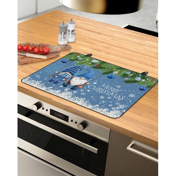 Large Induction Cooktop Protector Mat Blue Teal Gnomes Christmas Stove ...