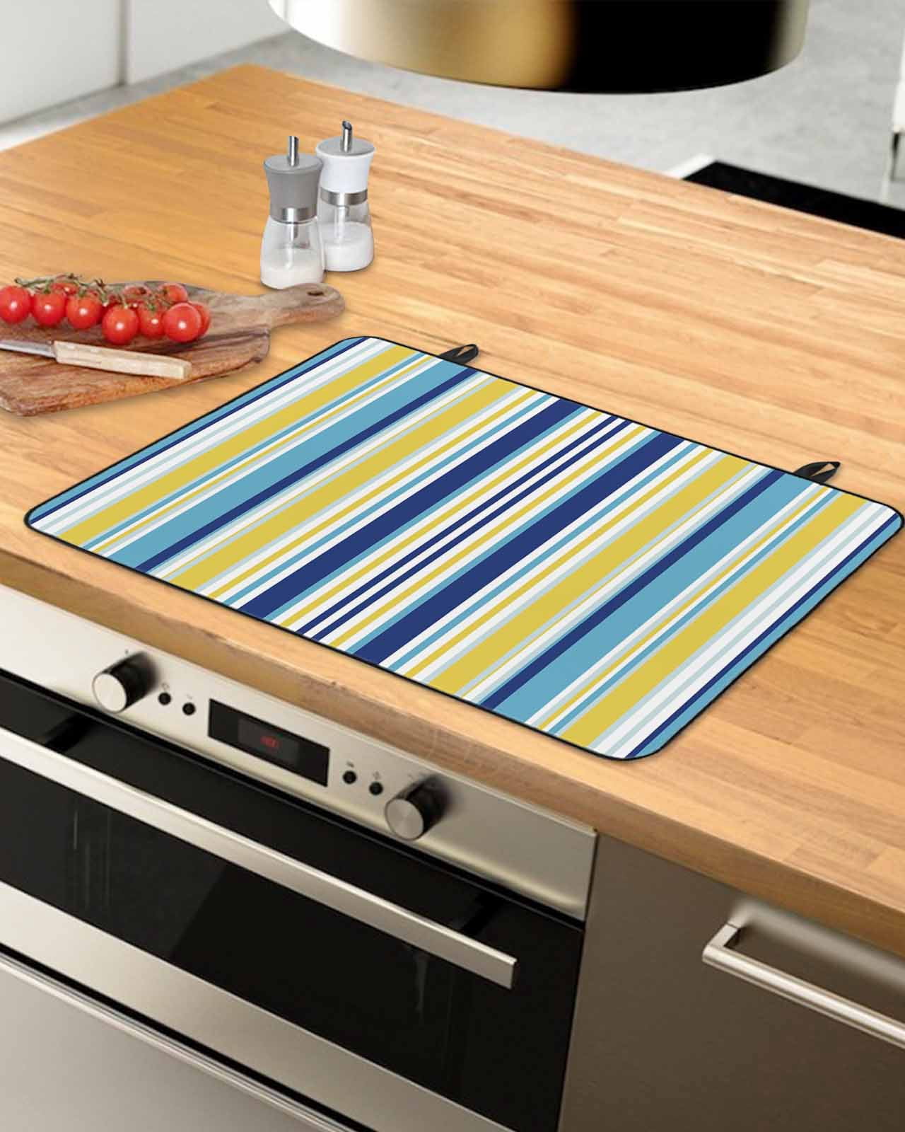 Large Induction Cooktop Protector Mat Blue Yellow Striped Stove Top ...