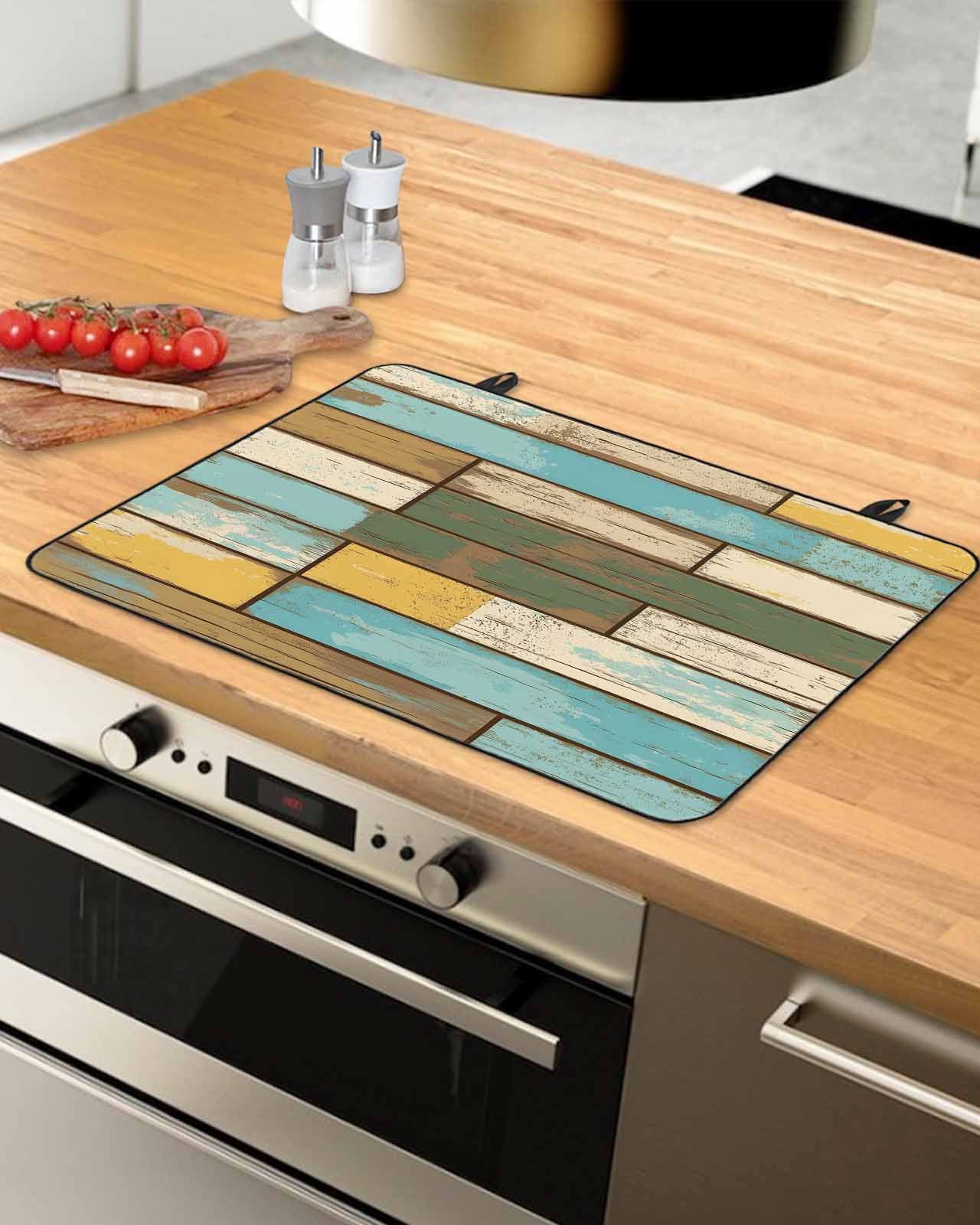 Large Induction Cooktop Protector Mat Brown Blue Vintage Stove Top ...