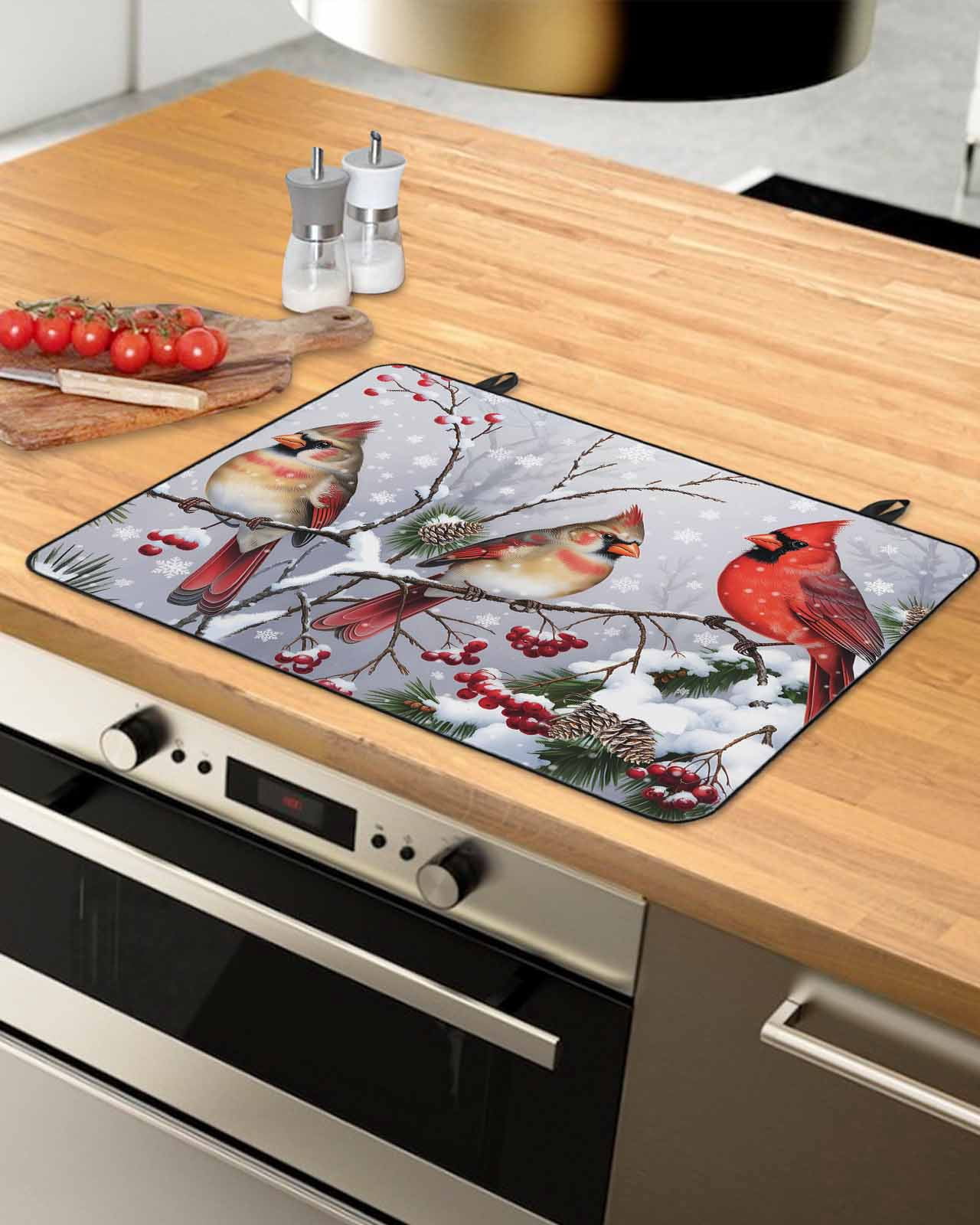 Large Induction Cooktop Protector Mat Christmas Cardinal Stove Top ...