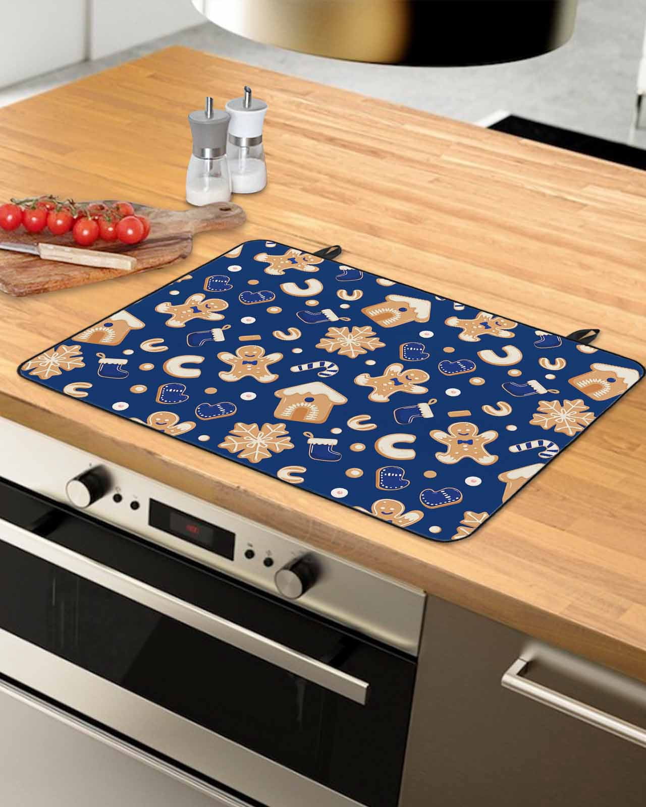 Large Induction Cooktop Protector Mat Christmas Navy Blue Stove Top ...