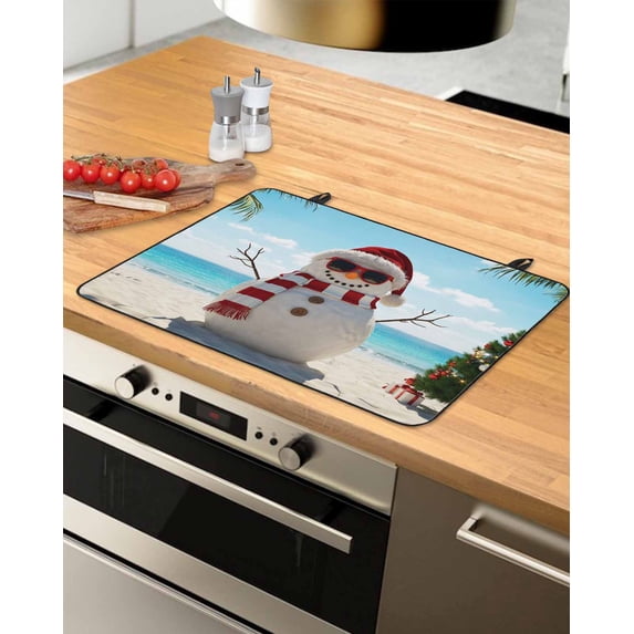 Large Induction Cooktop Protector Mat Coastal Christmas Stove Top ...