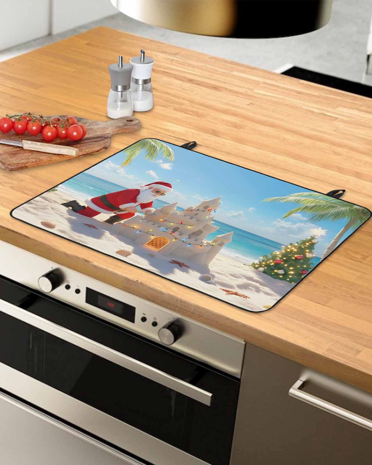 Large Induction Cooktop Protector Mat Coastal Christmas Stove Top ...