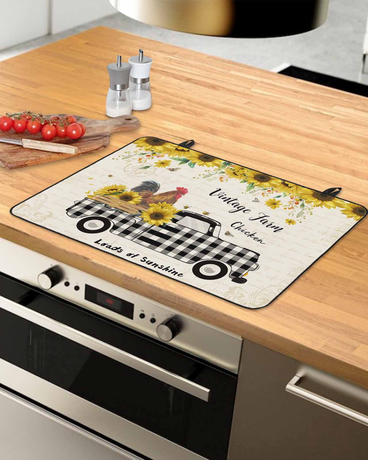 Large Induction Cooktop Protector Mat Country Kitchen Sunflowers Stove ...