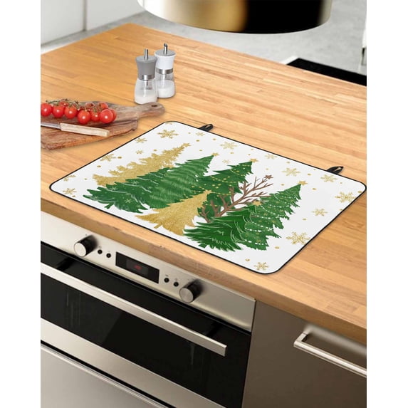 Large Induction Cooktop Protector Mat Green Christmas Tree Stove Top ...