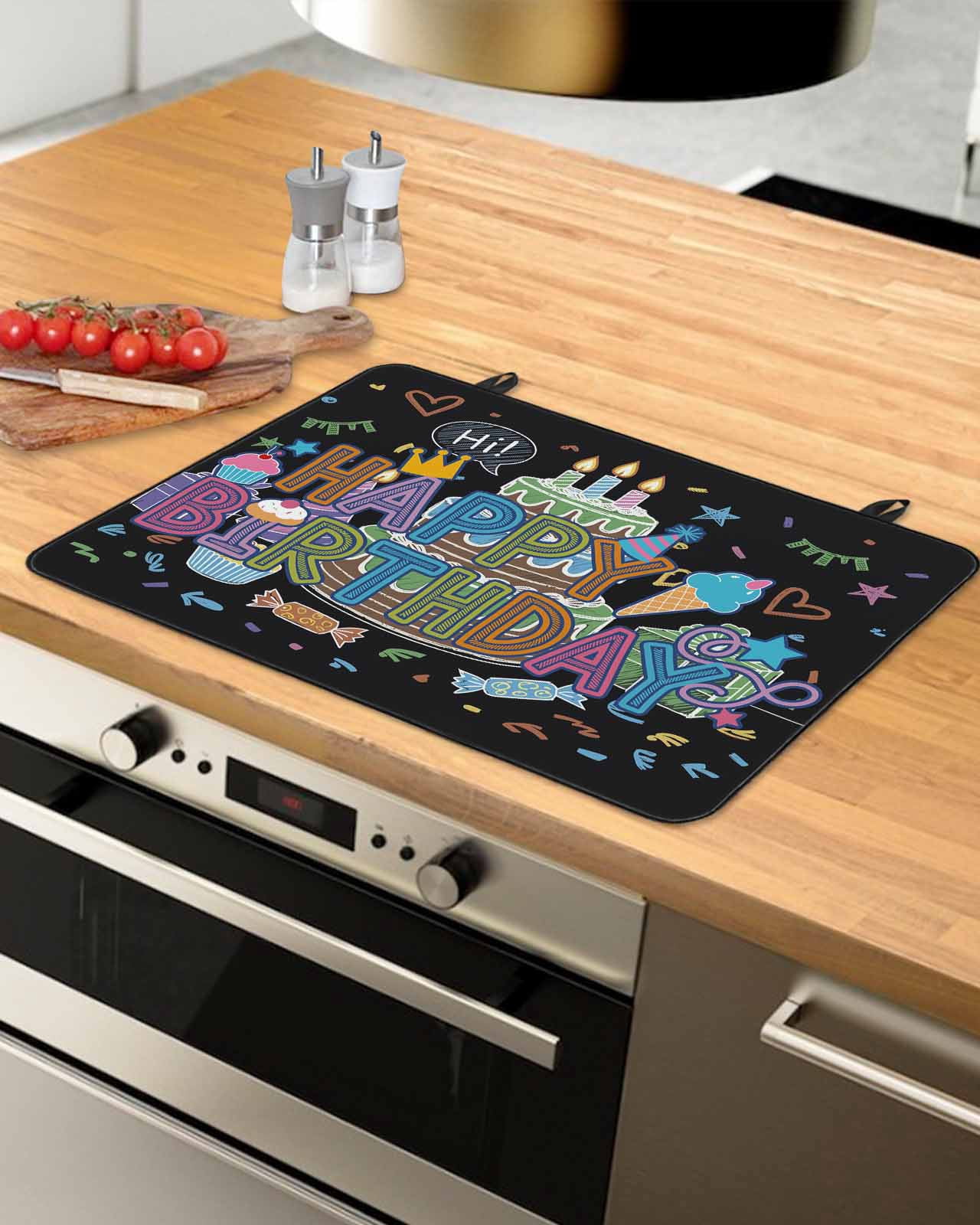 Large Induction Cooktop Protector Mat HAPPY BIRTHDAY Stove Top Covers ...