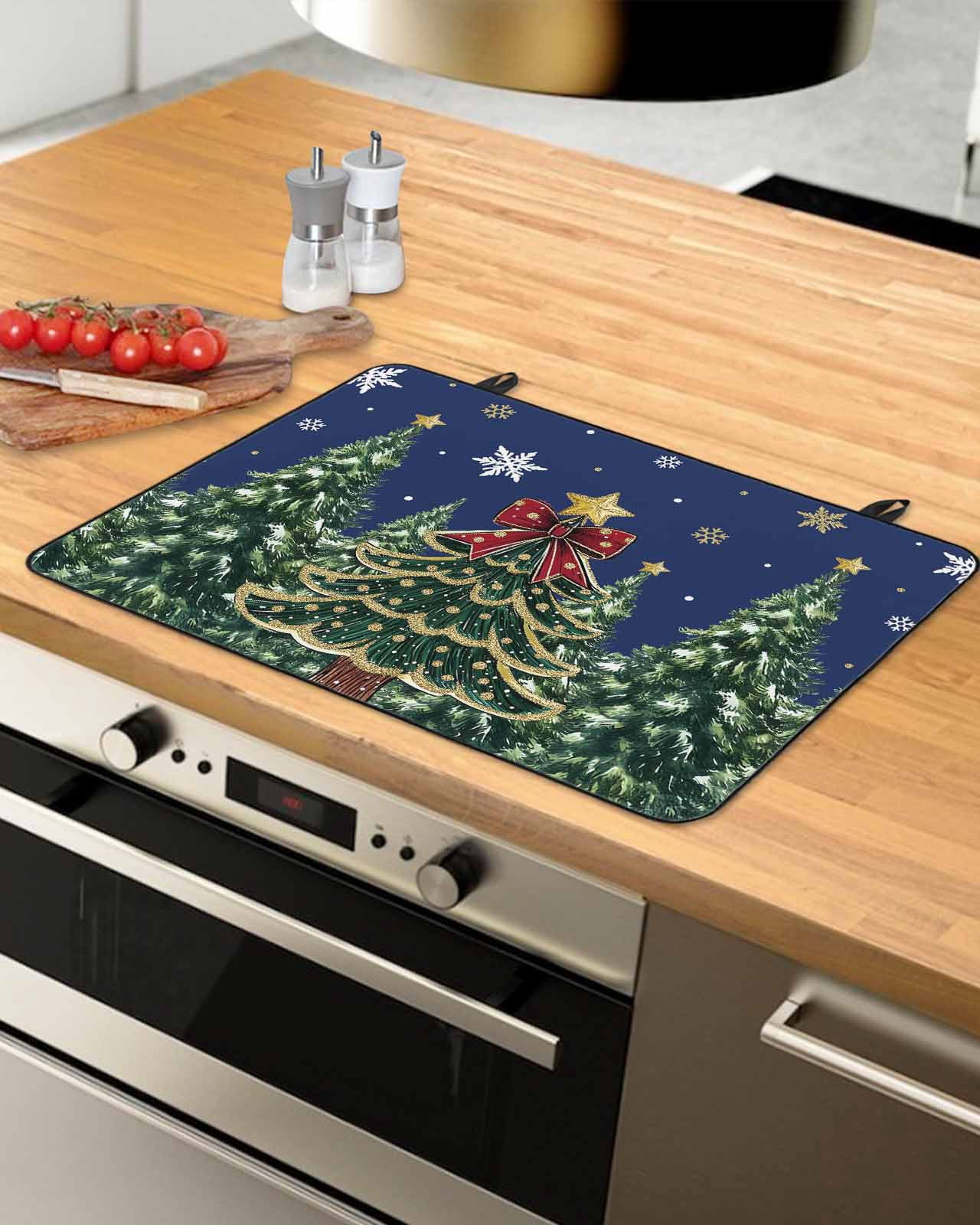 Large Induction Cooktop Protector Mat Navy Blue Christmas Stove Top ...