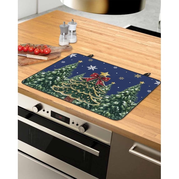 Large Induction Cooktop Protector Mat Navy Blue Christmas Stove Top ...