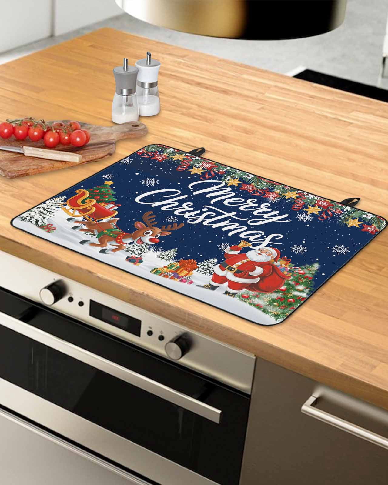 Large Induction Cooktop Protector Mat Navy Blue Christmas Stove Top ...