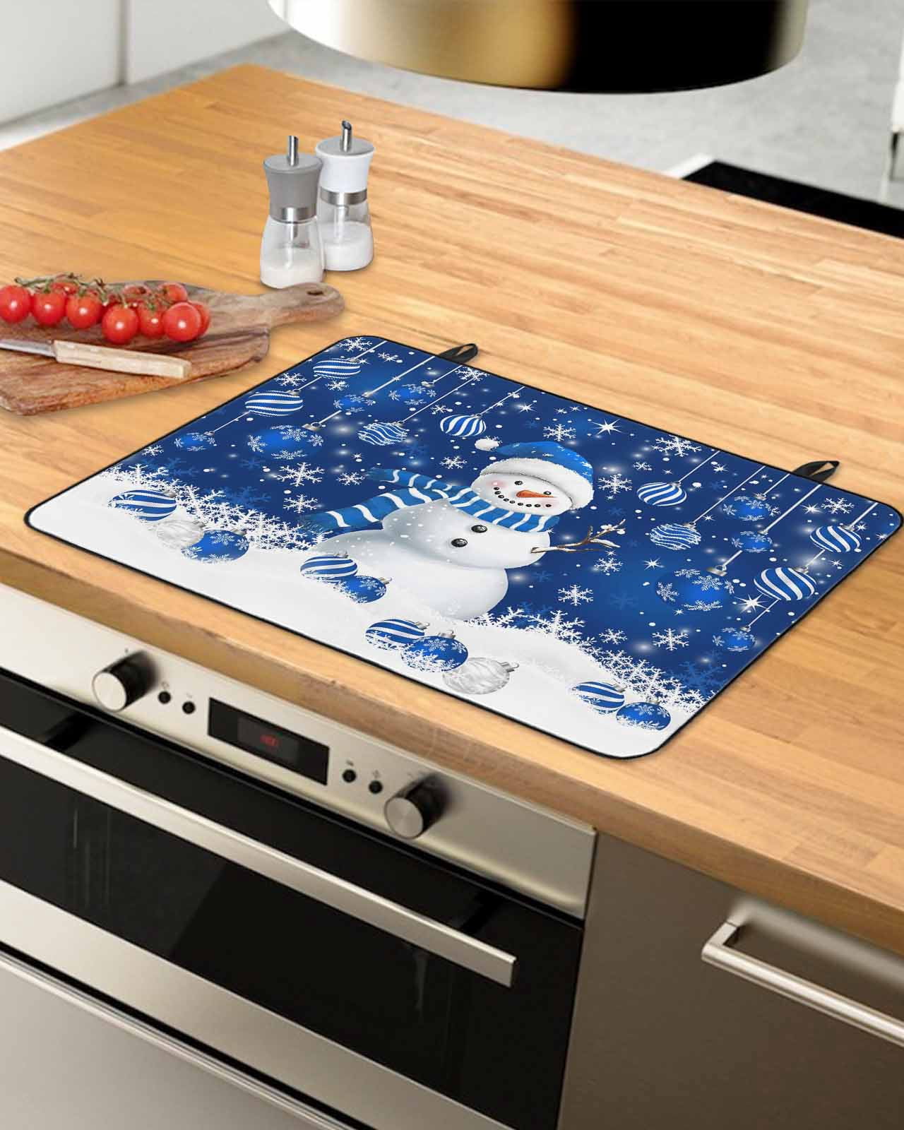Large Induction Cooktop Protector Mat Navy Blue Christmas Stove Top ...