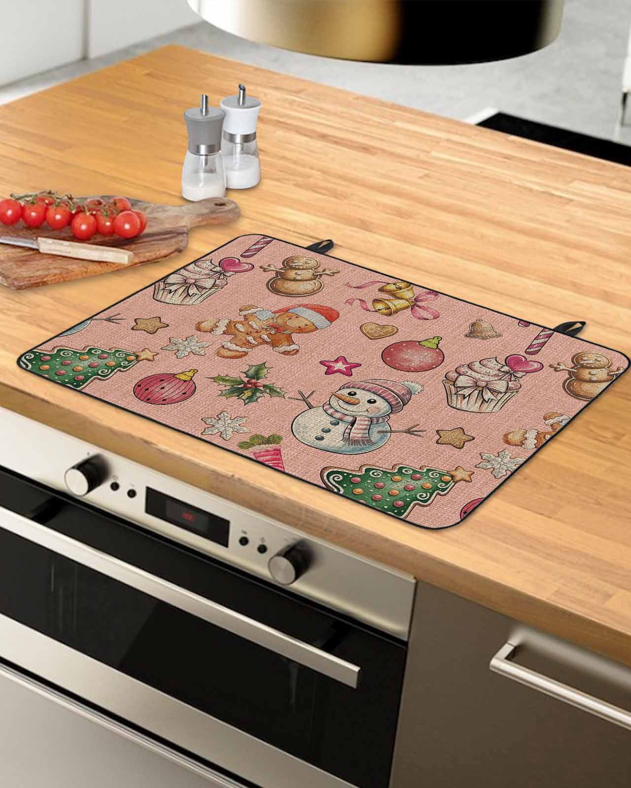 Large Induction Cooktop Protector Mat Pink Christmas Stove Top Covers ...