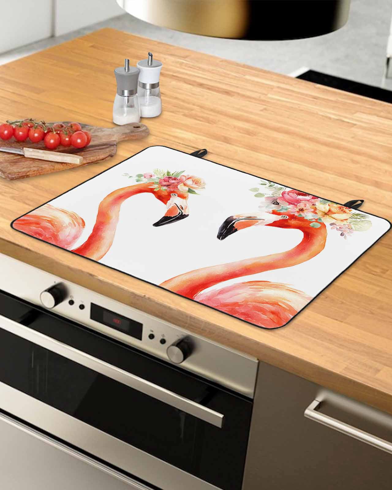 Large Induction Cooktop Protector Mat Pink Flamingo Birds Stove Top ...