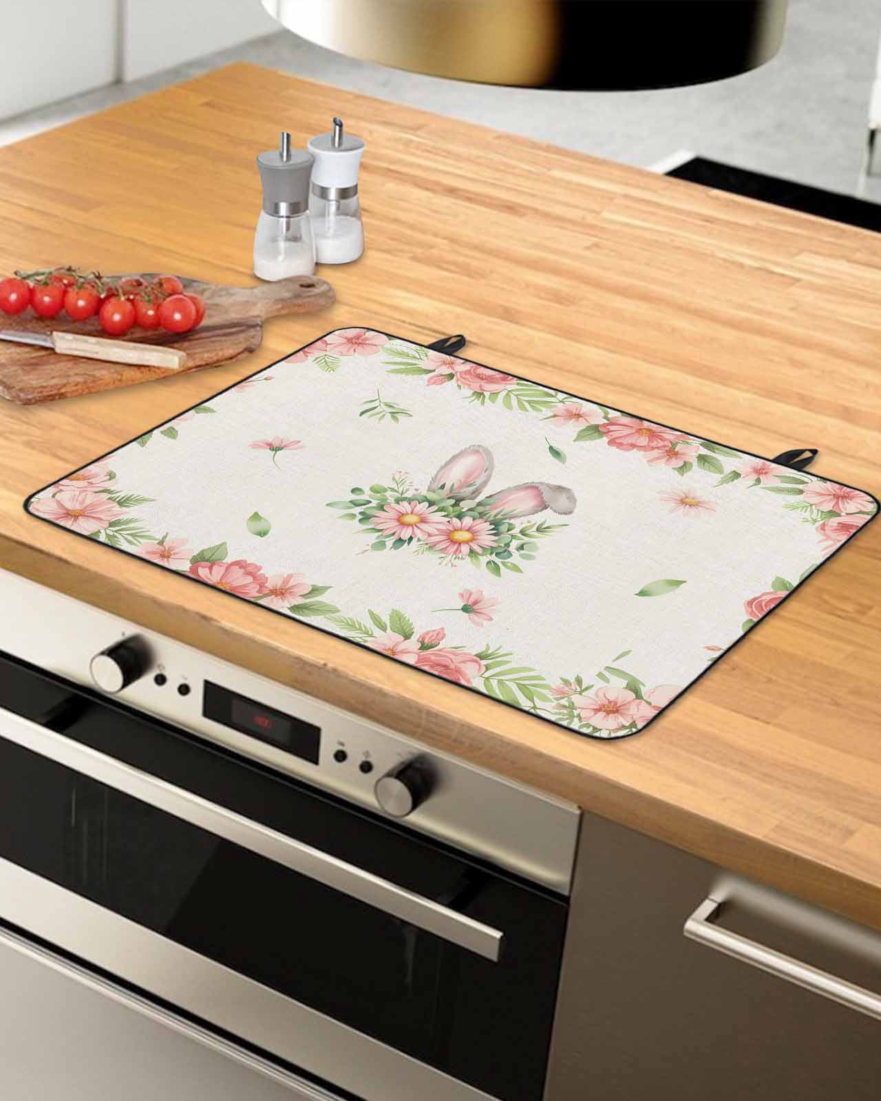 Large Induction Cooktop Protector Mat Pink Floral Easter Stove Top ...