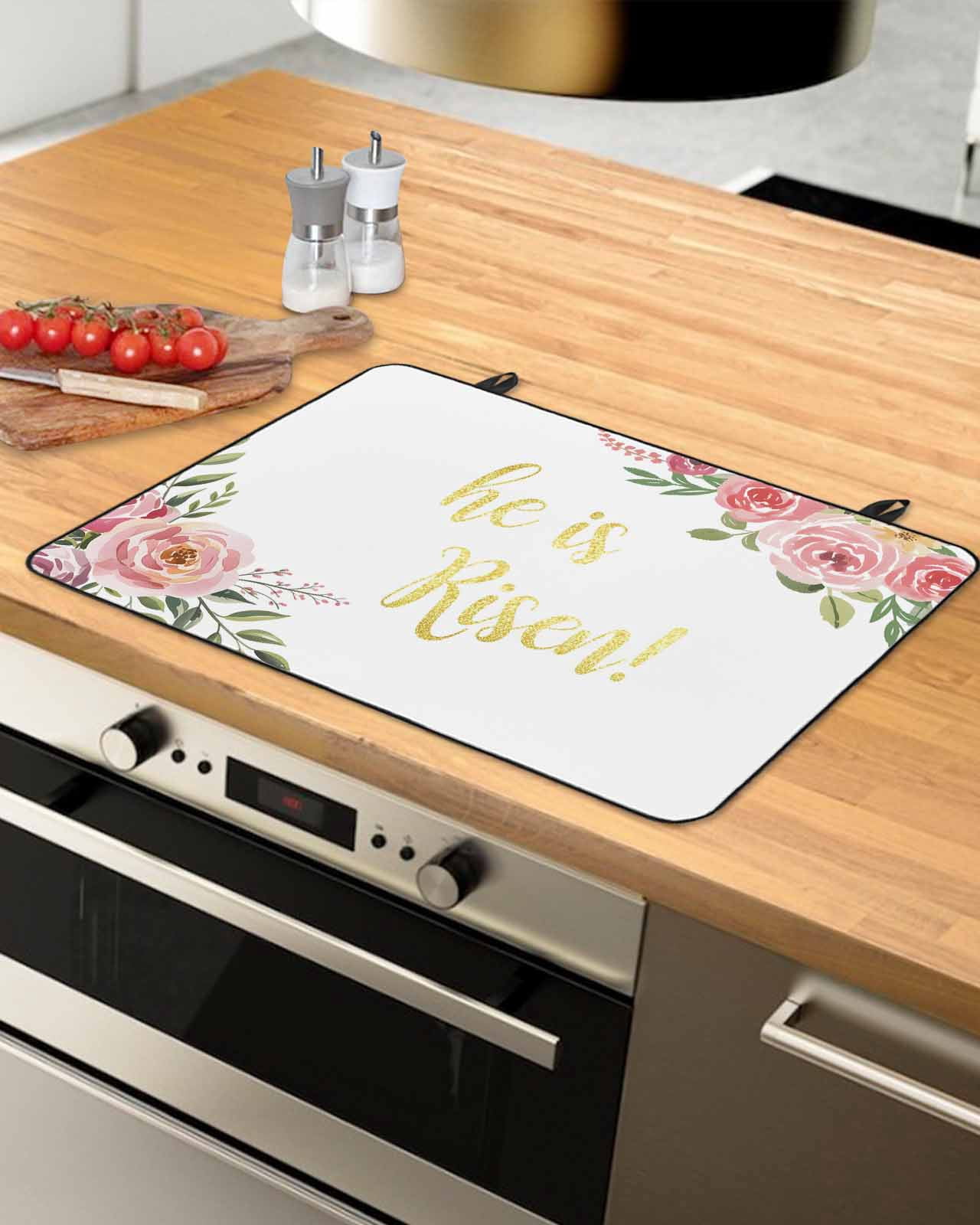 Large Induction Cooktop Protector Mat Pink Floral Stove Top Covers for ...