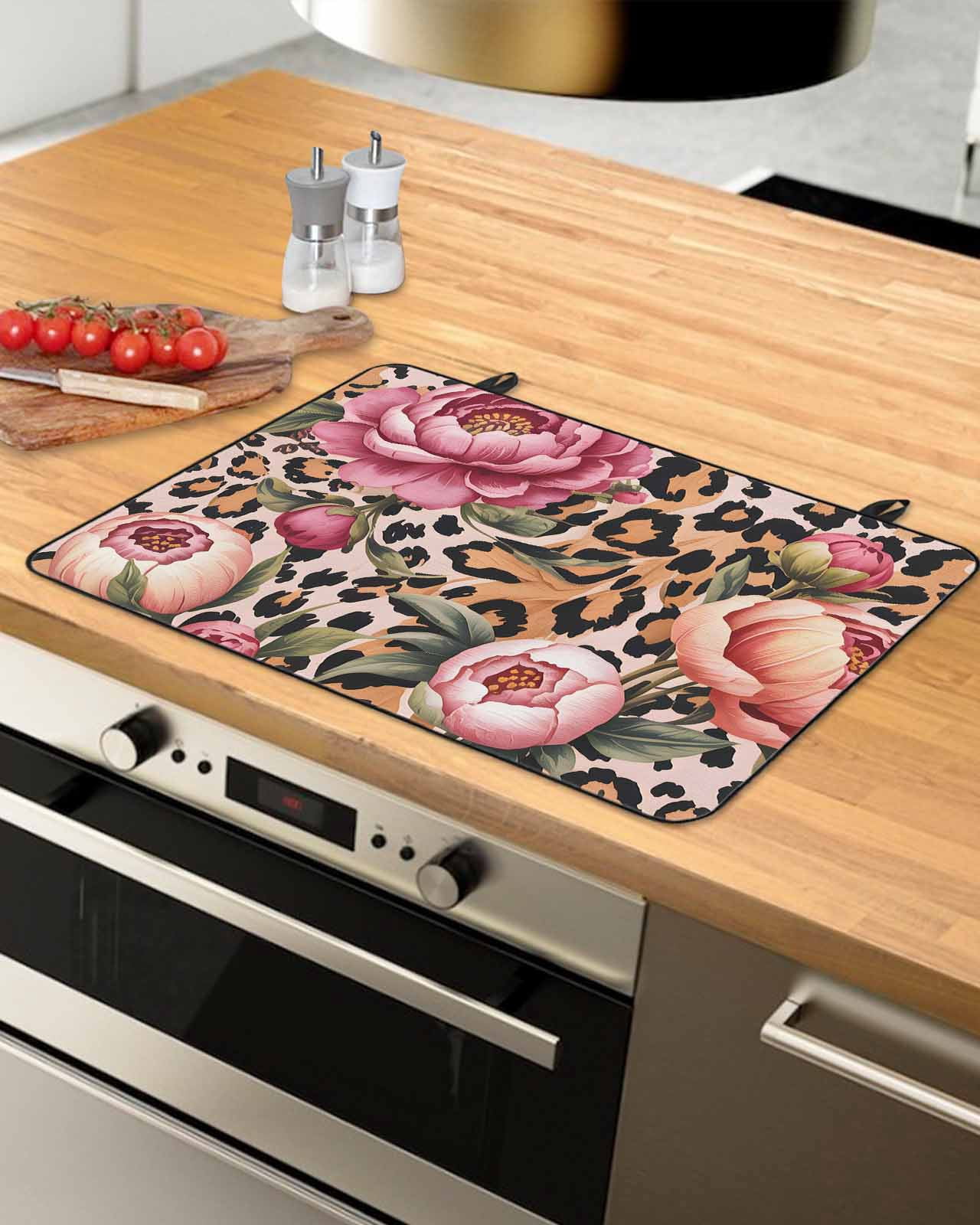 Large Induction Cooktop Protector Mat Pink Flowers Stove Top Covers for ...