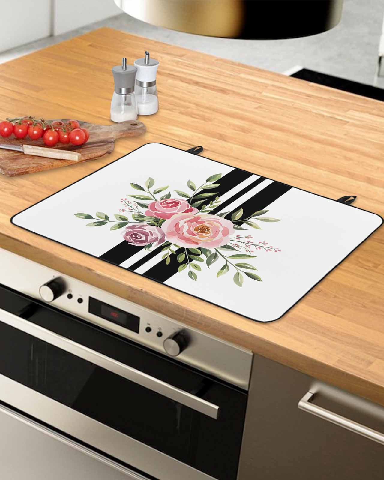 Large Induction Cooktop Protector Mat Pink Flowers Stove Top Covers for ...