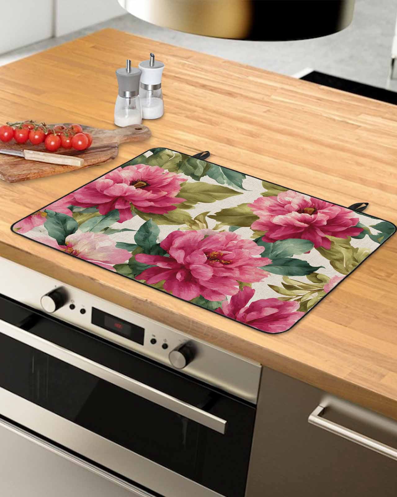 Large Induction Cooktop Protector Mat Pink Flowers Stove Top Covers for ...