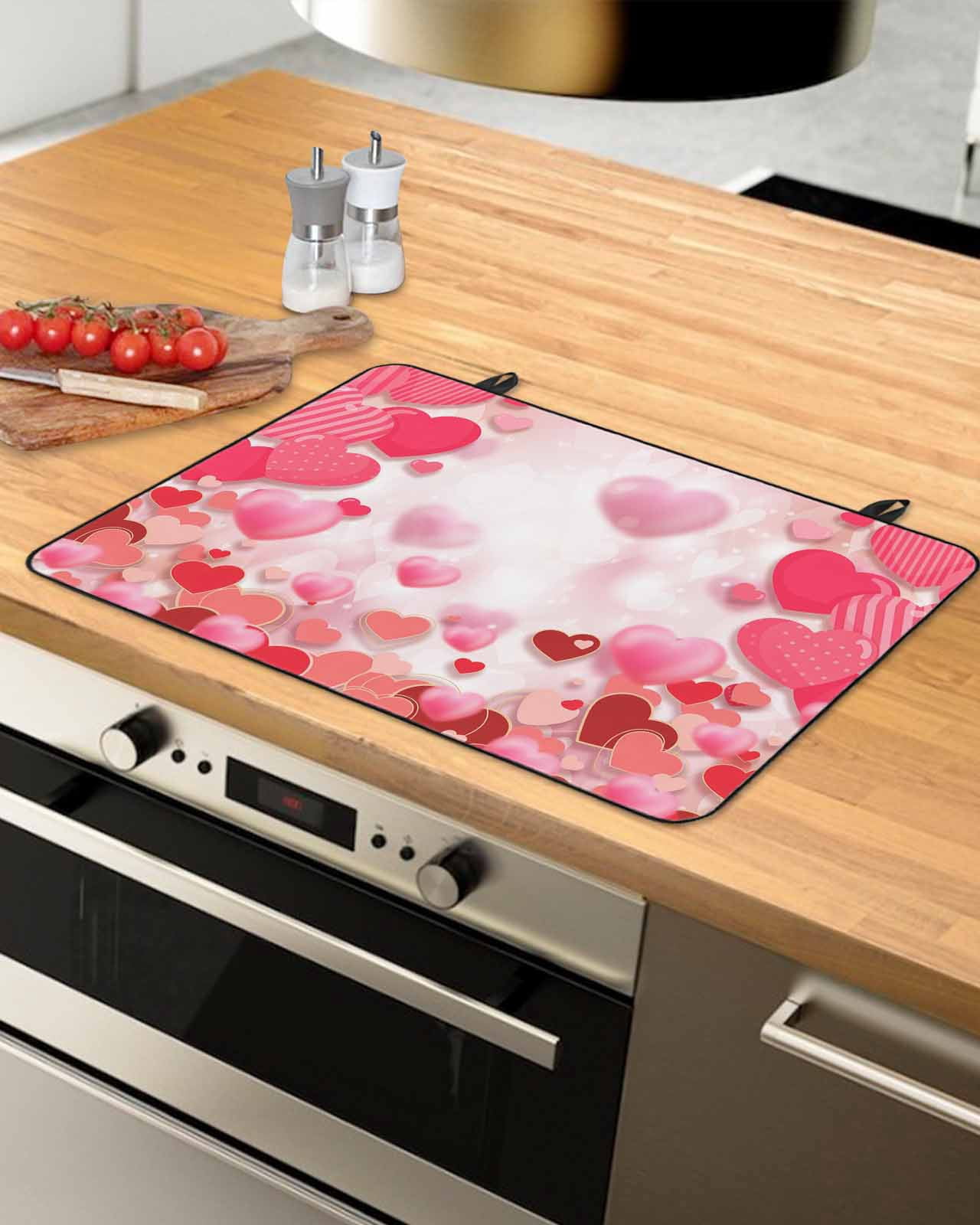 Large Induction Cooktop Protector Mat Pink Love Stove Top Covers for ...