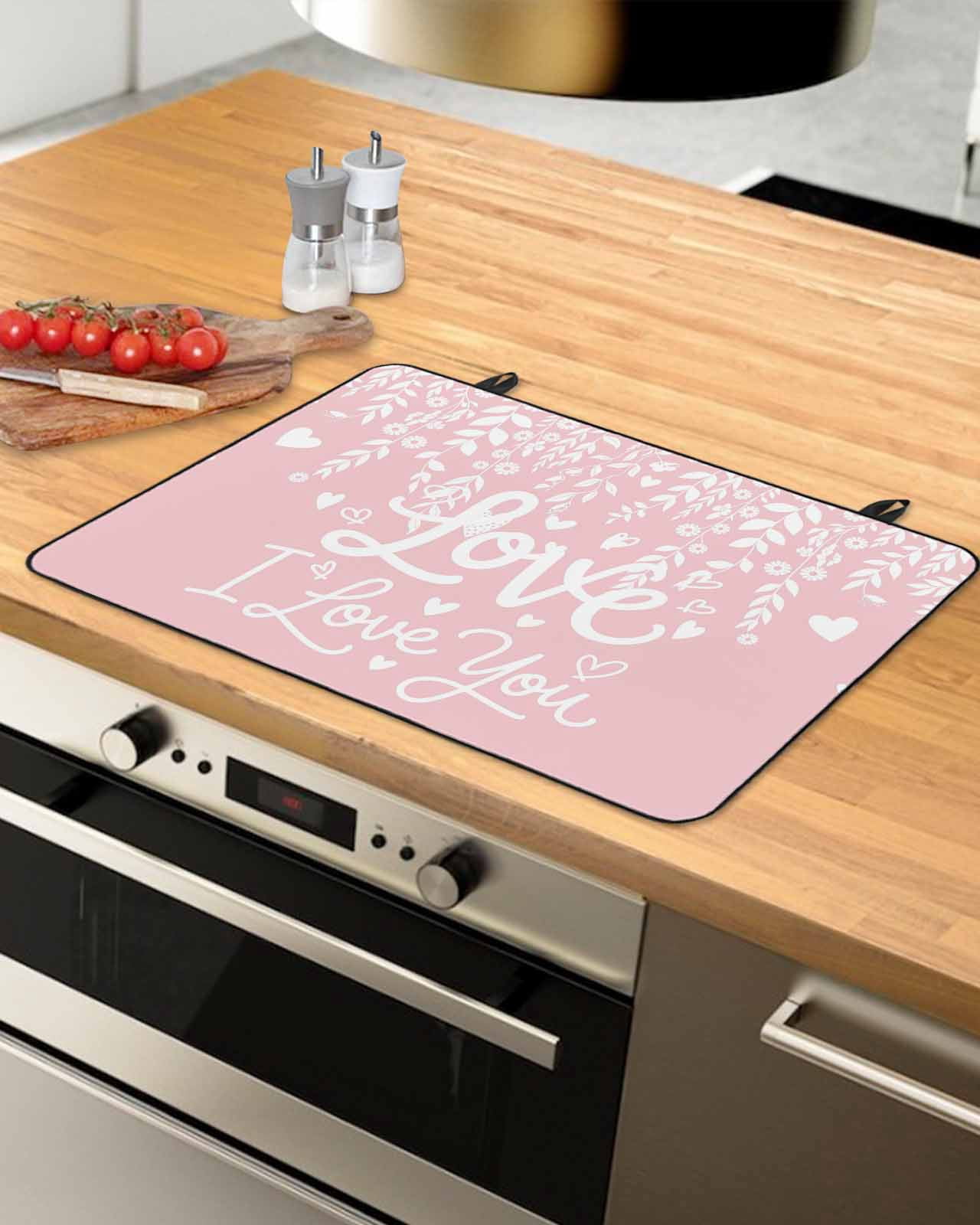 Large Induction Cooktop Protector Mat Pink Love Stove Top Covers for ...