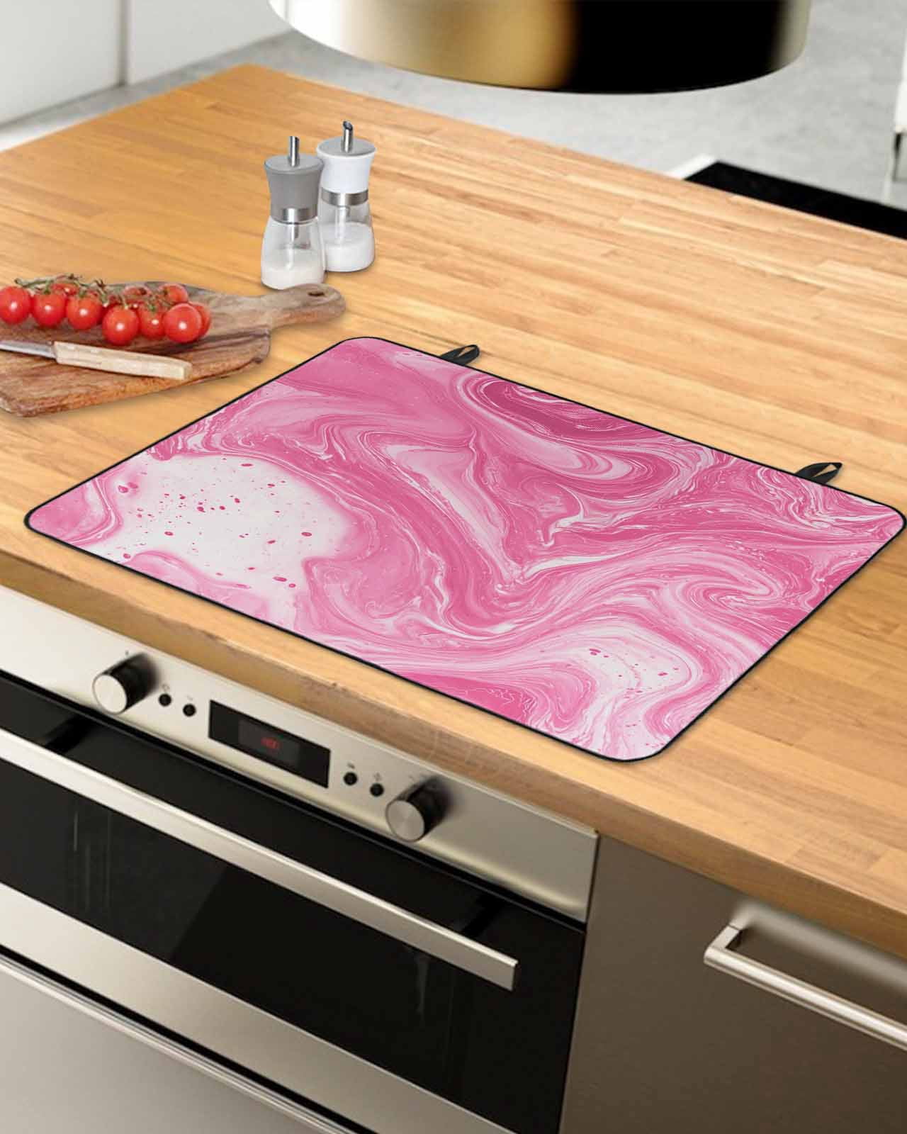 Large Induction Cooktop Protector Mat Pink Marble Stove Top Covers for ...