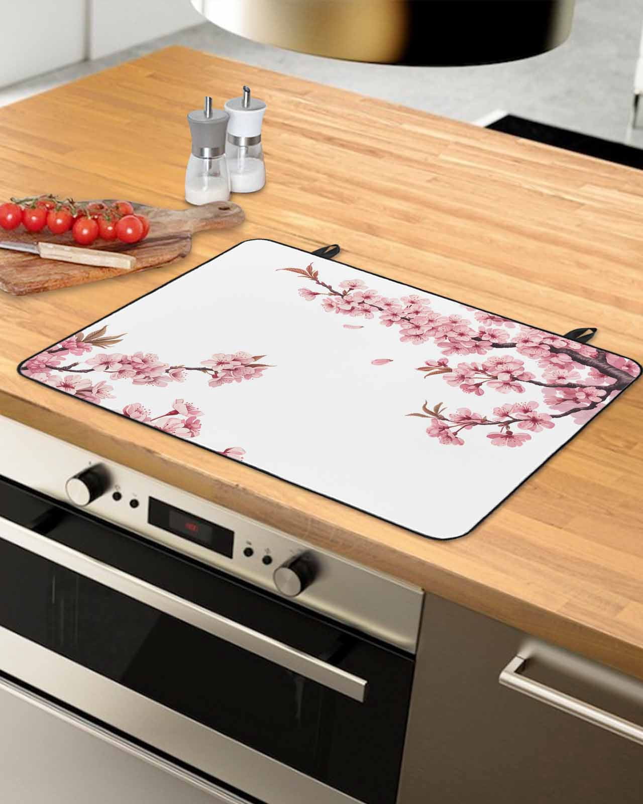 Large Induction Cooktop Protector Mat Pink Spring Floral Stove Top ...