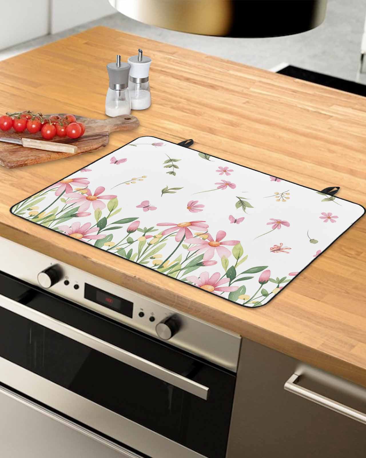 Large Induction Cooktop Protector Mat Pink Spring Floral Stove Top ...