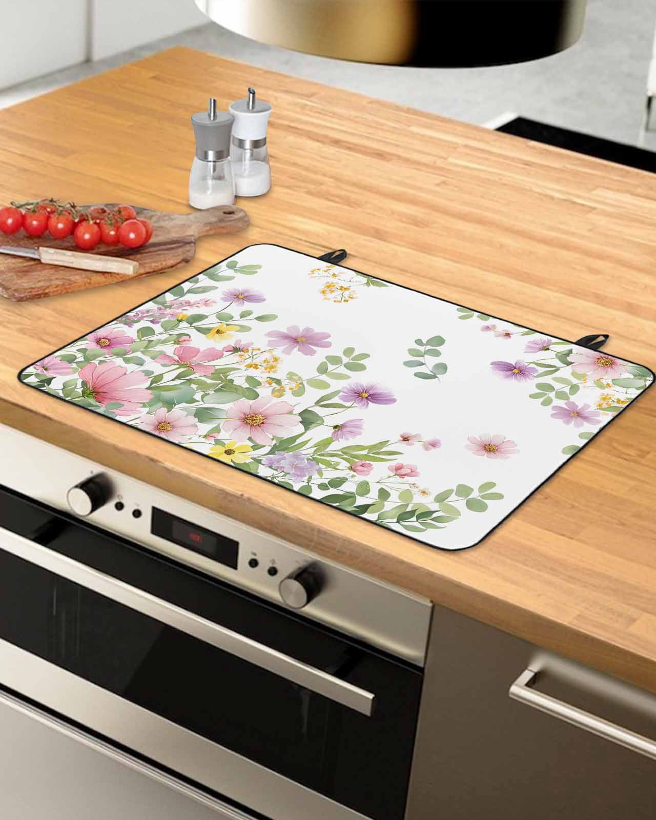 Large Induction Cooktop Protector Mat Pink Spring Floral Stove Top ...