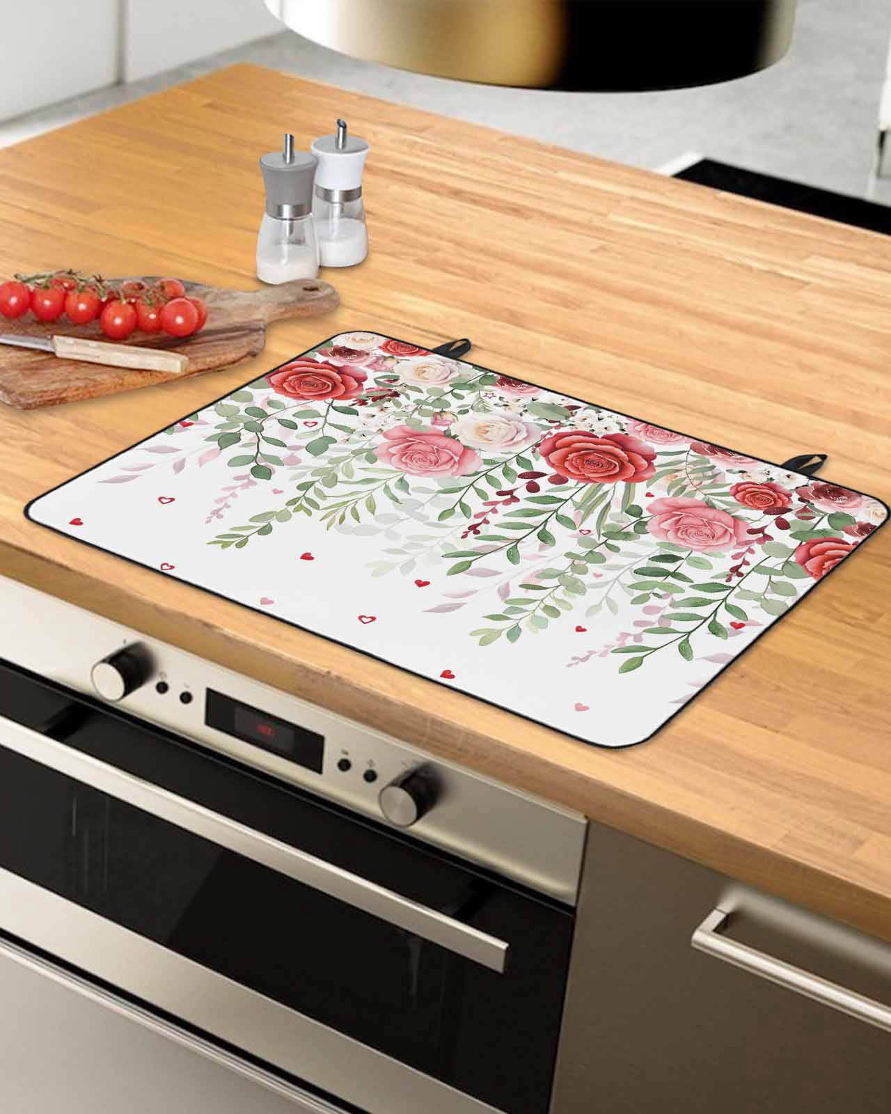 Large Induction Cooktop Protector Mat Pink Spring Floral Stove Top ...