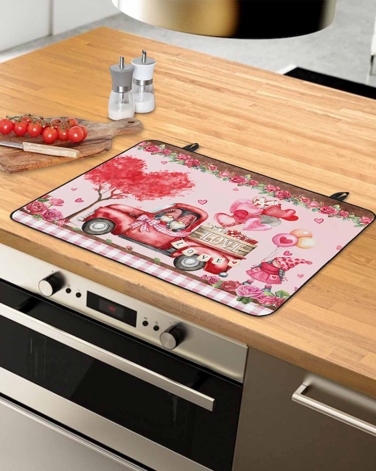 Large Induction Cooktop Protector Mat Pink Valentine's Day Stove Top ...