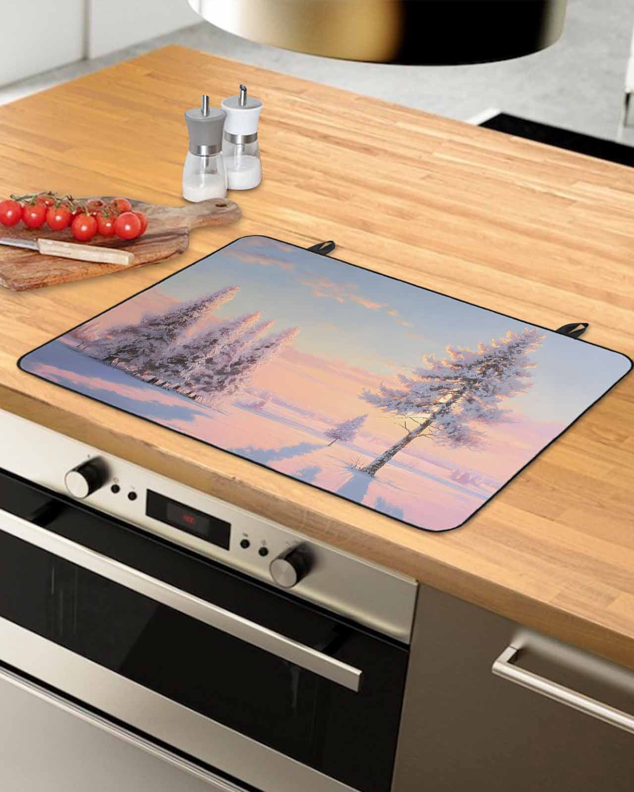 Large Induction Cooktop Protector Mat Pink Winter Landscapes Stove Top ...