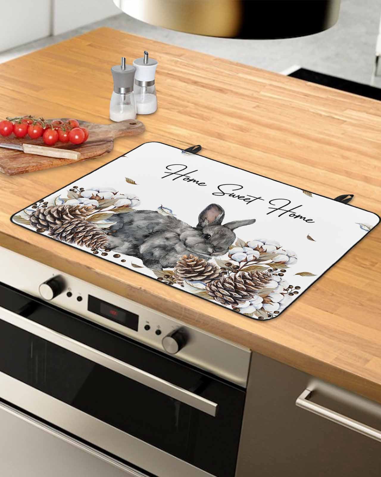Large Induction Cooktop Protector Mat Rabbits Pine Cone Stove Top ...