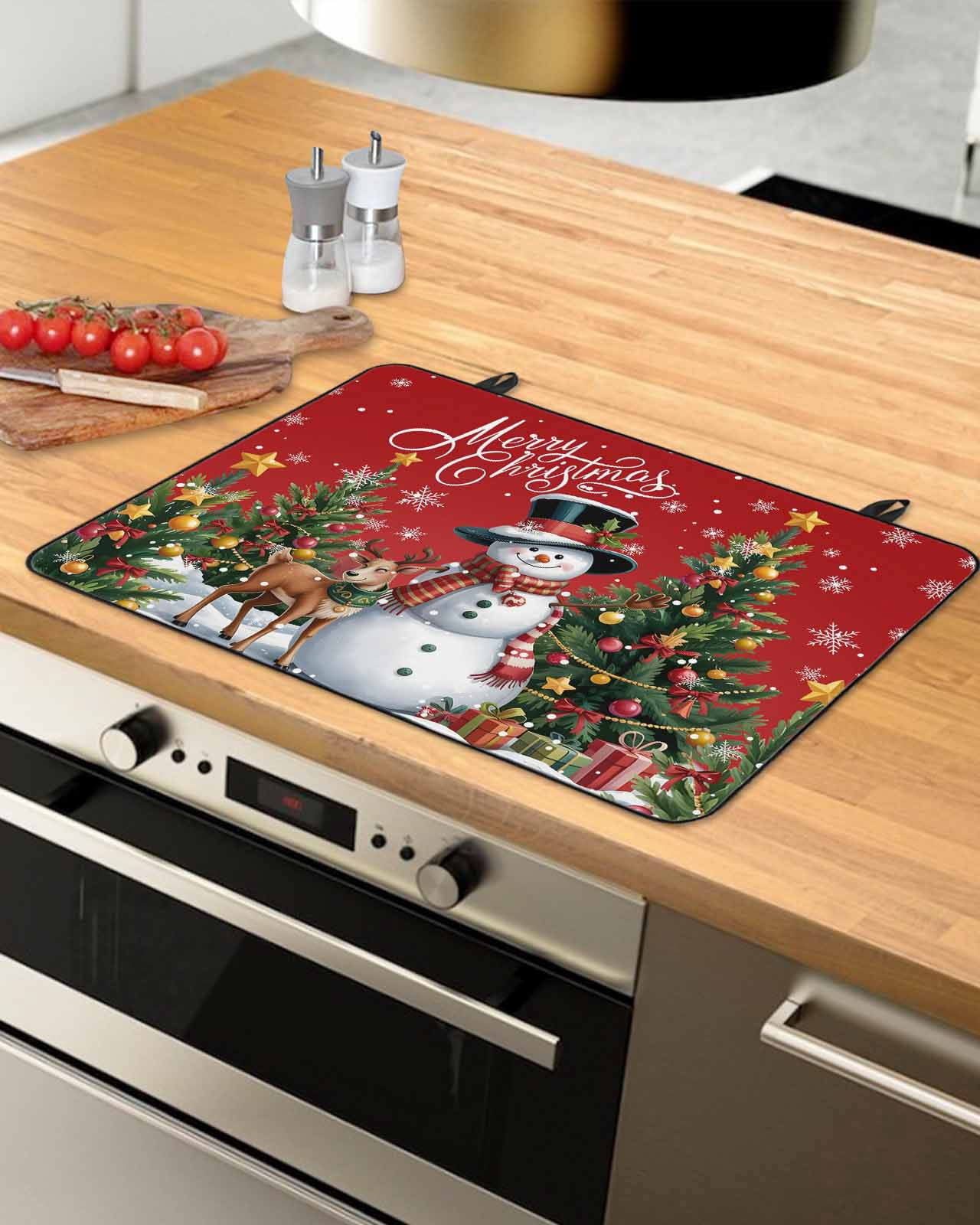 Large Induction Cooktop Protector Mat Red Christmas Stove Top Covers ...