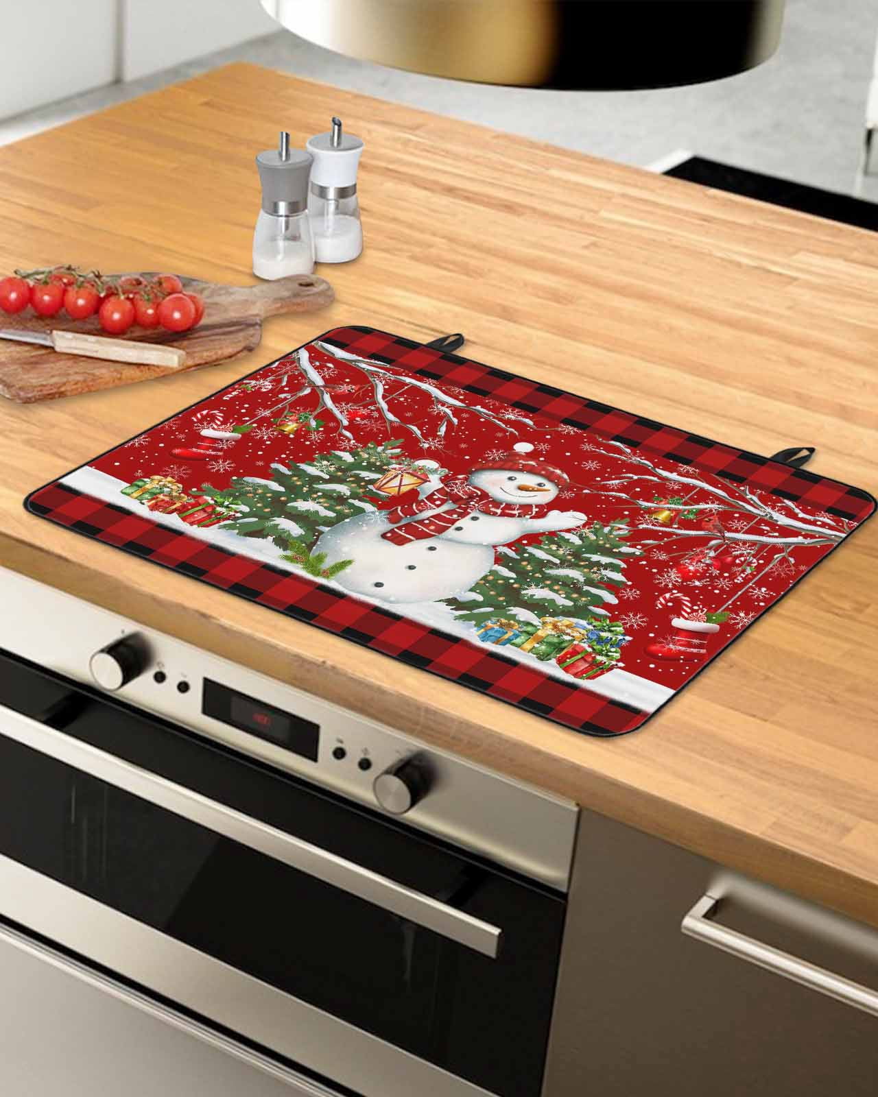 Large Induction Cooktop Protector Mat Red Christmas Stove Top Covers ...