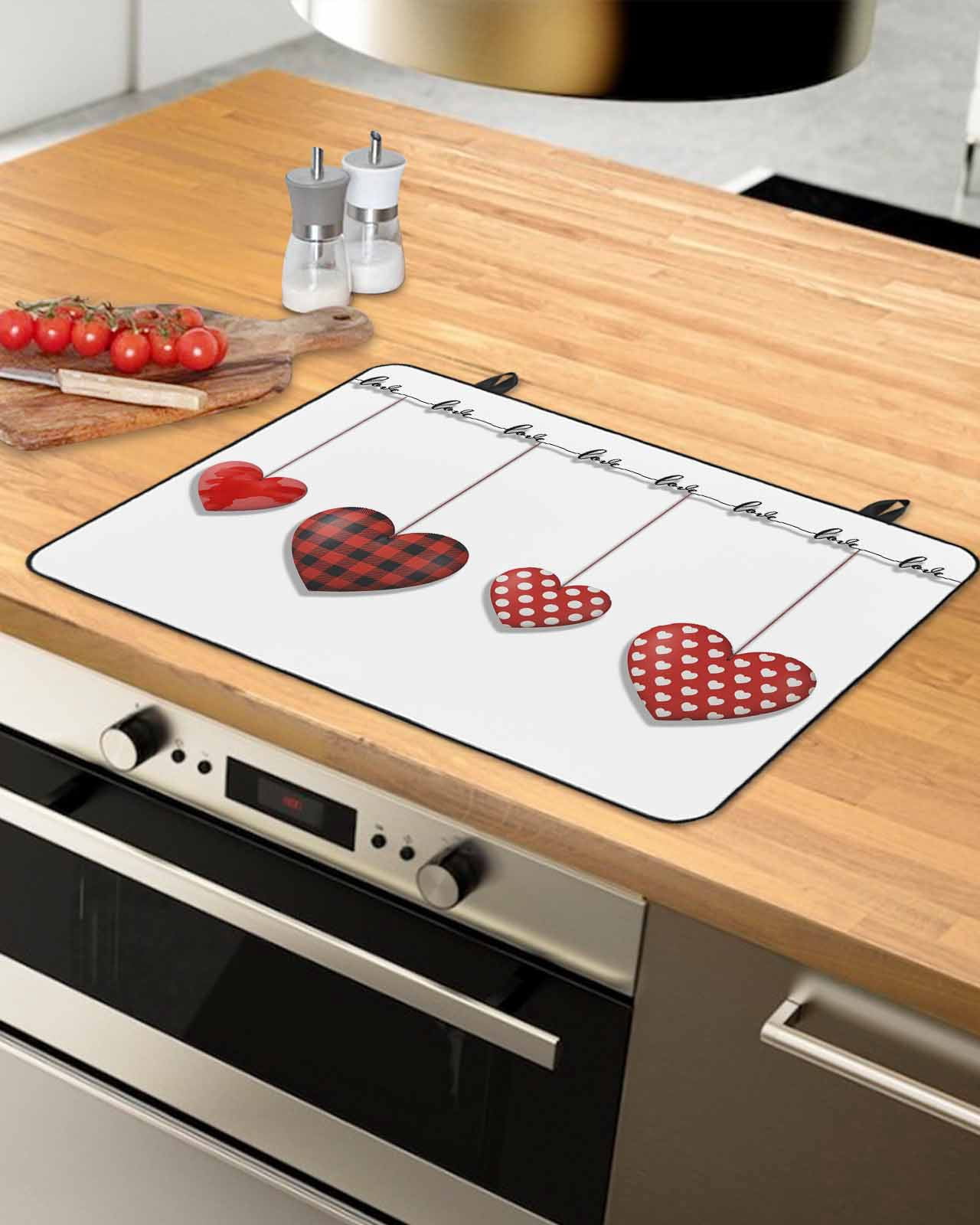 Large Induction Cooktop Protector Mat Red Love Stove Top Covers for ...