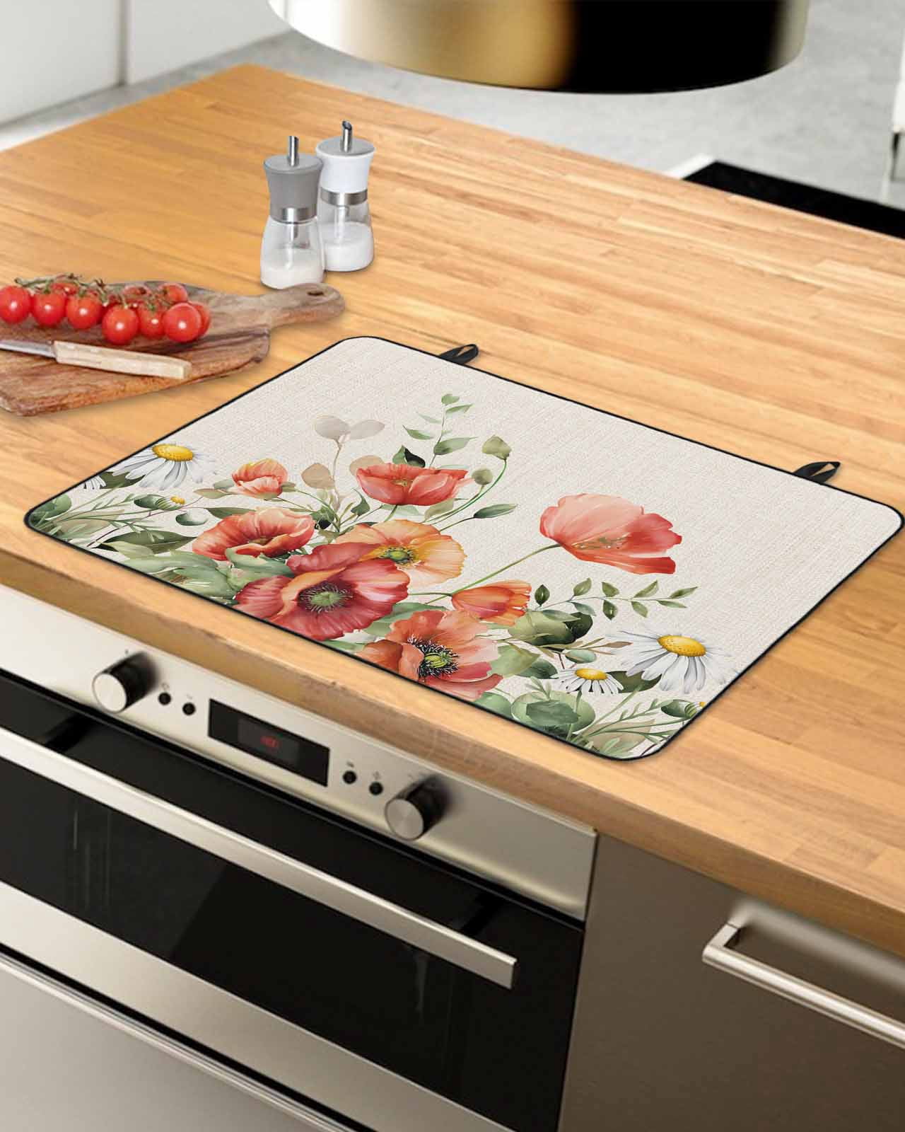 Large Induction Cooktop Protector Mat Red Poppy Stove Top Covers for ...