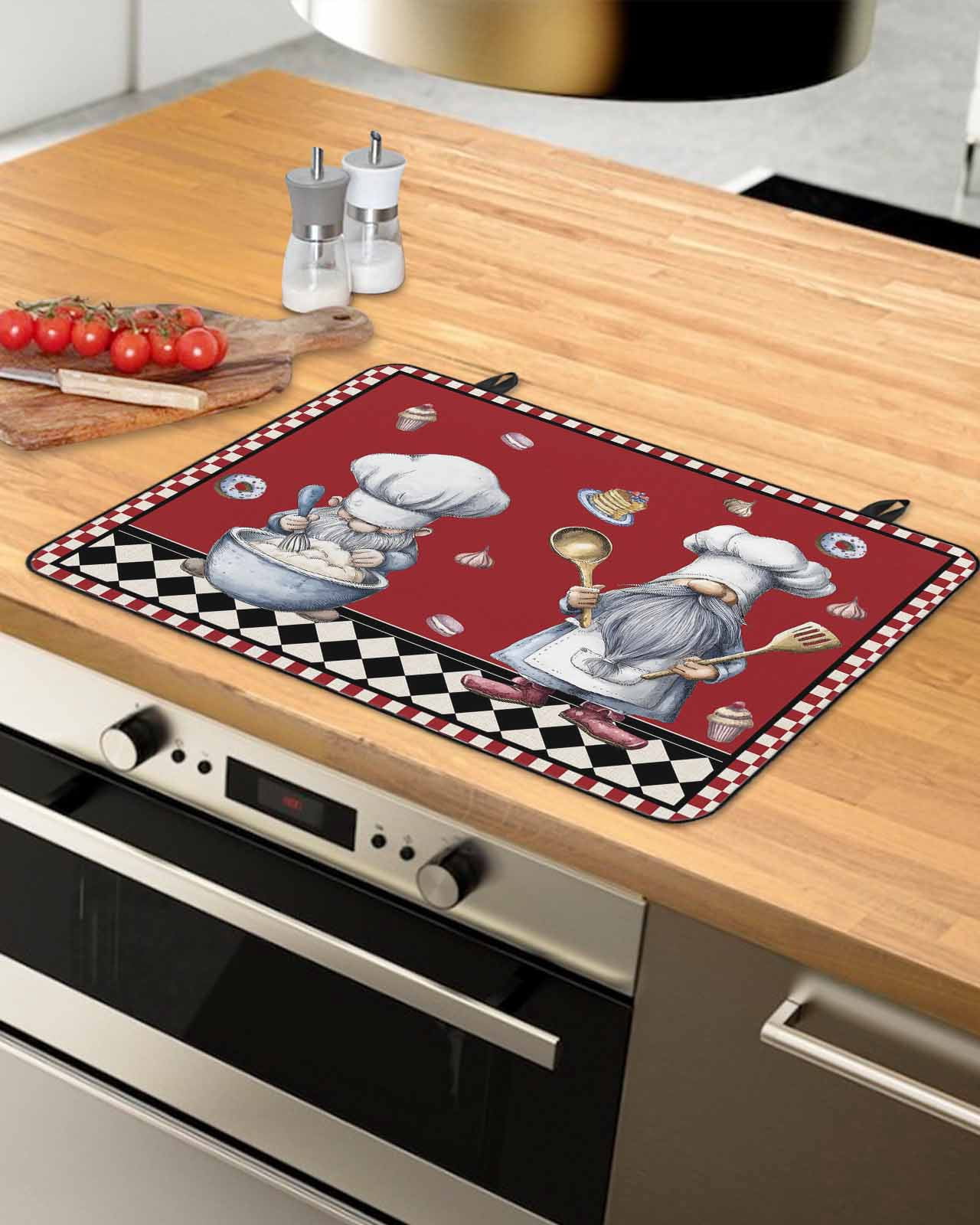 Large Induction Cooktop Protector Mat Red Vintage Gnomes Stove Top ...