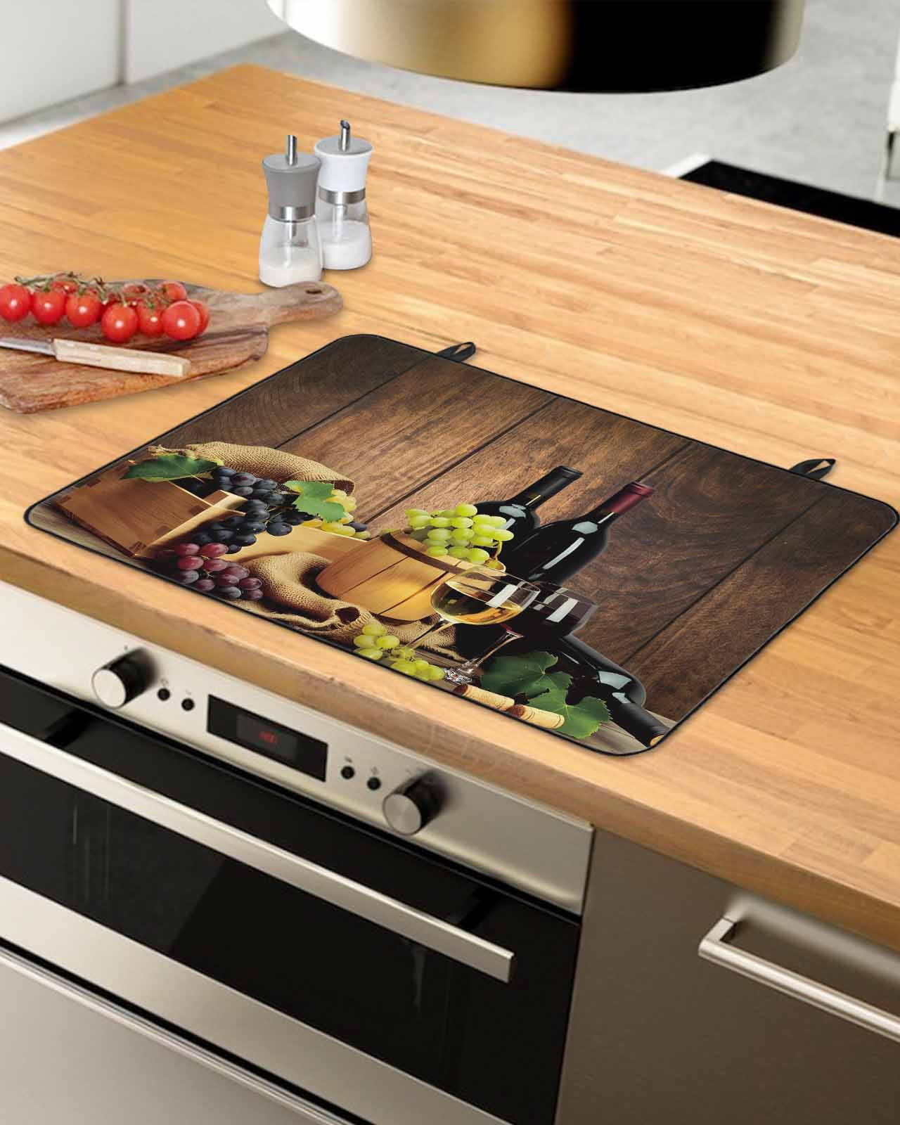 Large Induction Cooktop Protector Mat Red Wines Stove Top Covers for ...