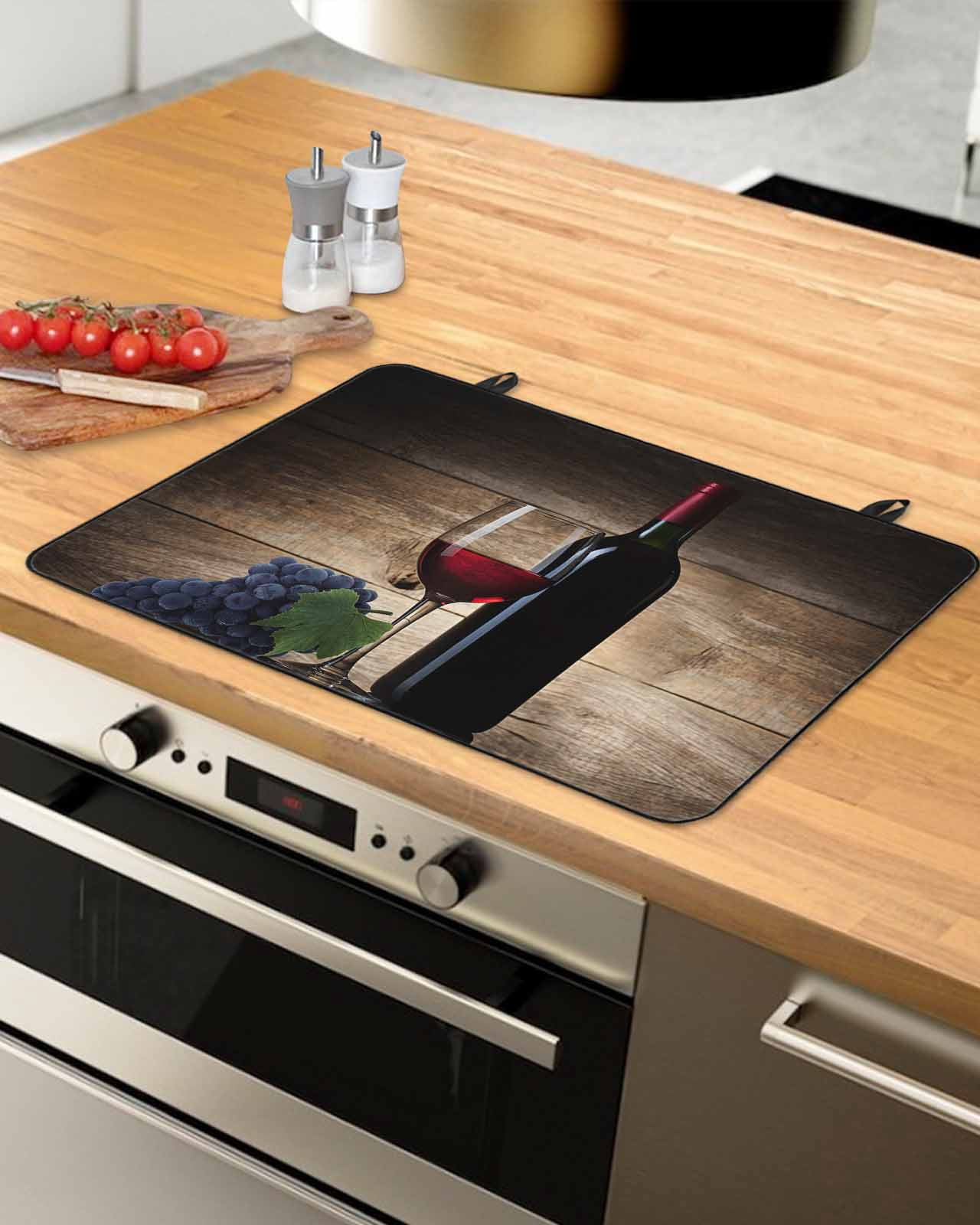 Large Induction Cooktop Protector Mat Red Wines Stove Top Covers for ...