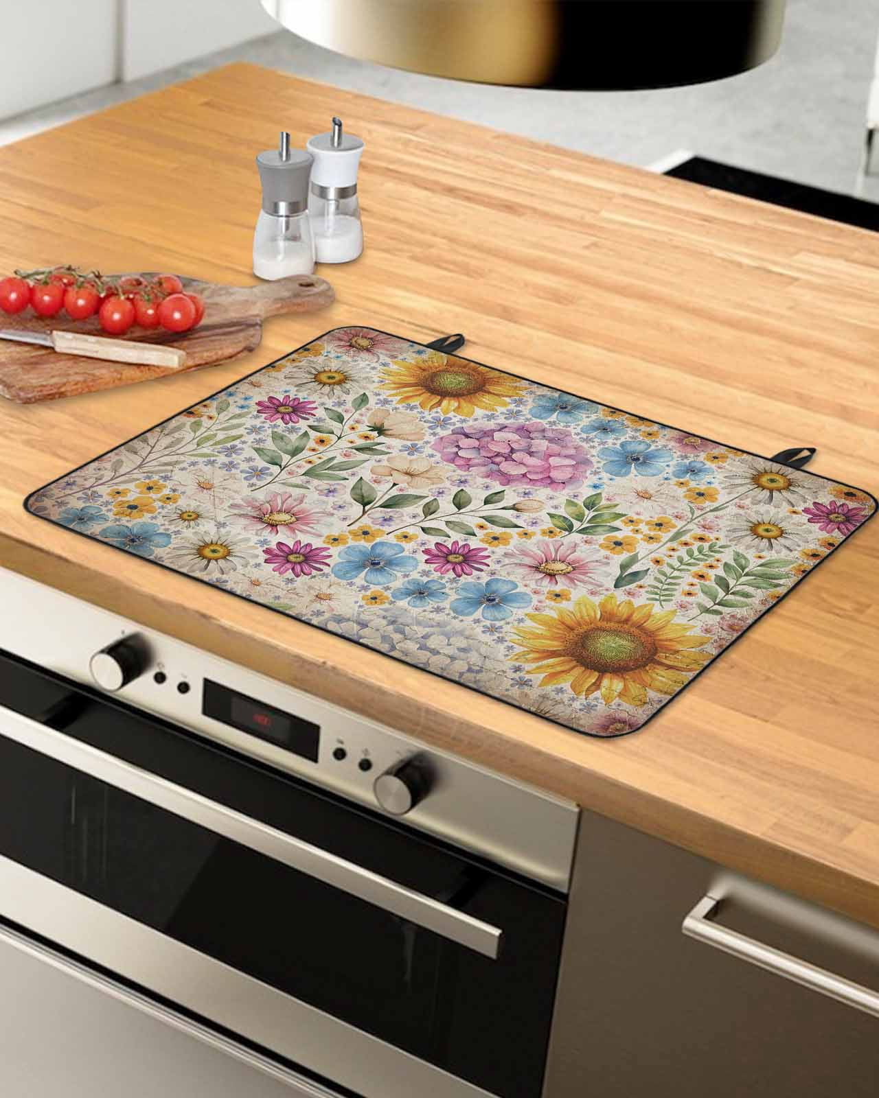 Large Induction Cooktop Protector Mat Sunflower Vintage Stove Top ...
