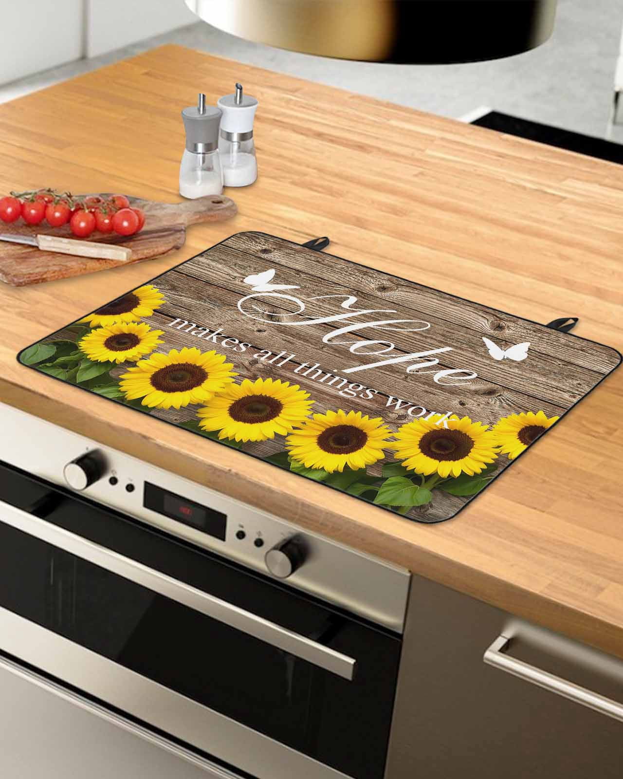 Large Induction Cooktop Protector Mat Sunflowers Hope Stove Top Covers ...
