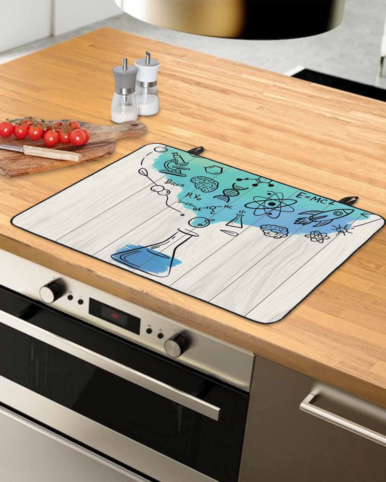 Large Induction Cooktop Protector Mat Teal Blue Science Stove Top ...